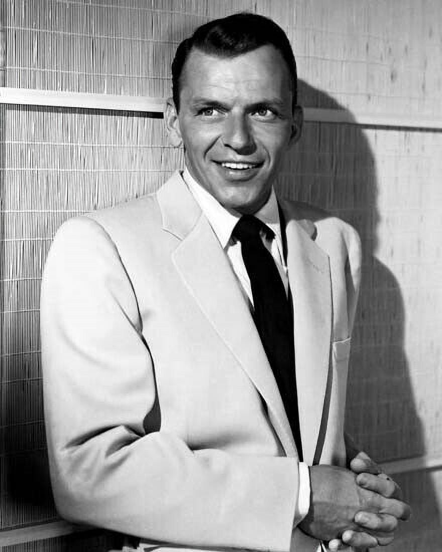 Frank Sinatra classic 1950's studio portrait in light suit smiling ...