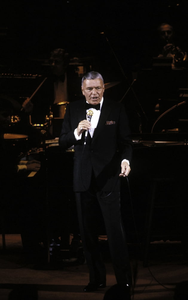 Frank Sinatra performing on stage at Radio City Music Hall in New York ...
