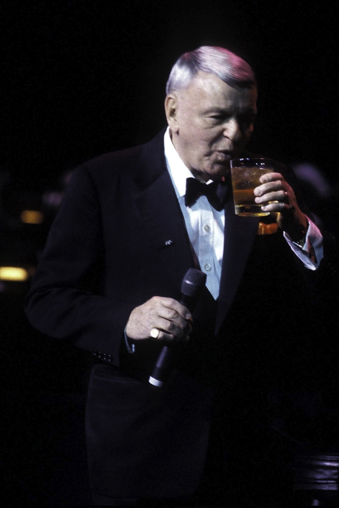 Frank Sinatra performing on stage at Radio City Music Hall in New York ...