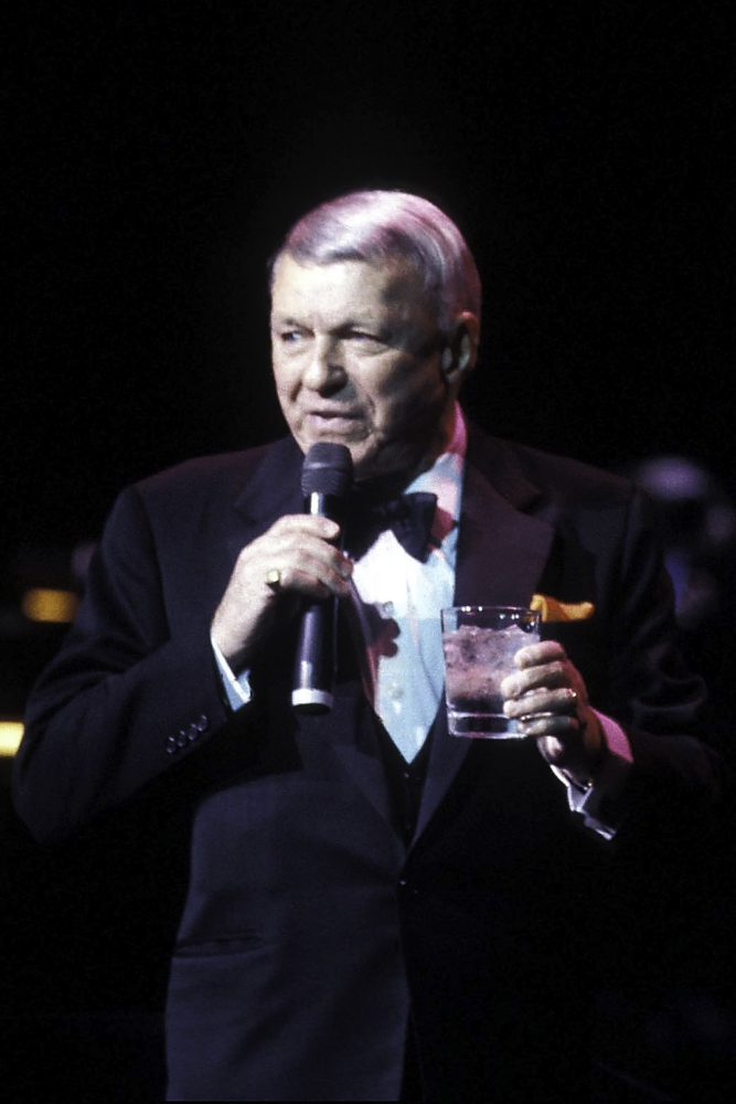 Frank Sinatra performing on stage at Radio City Music Hall in New York ...