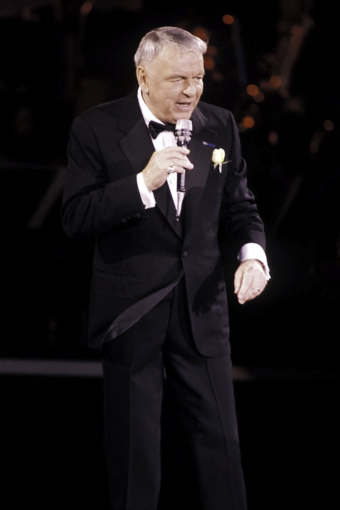 Frank Sinatra performing on stage at Radio City Music Hall in New York ...