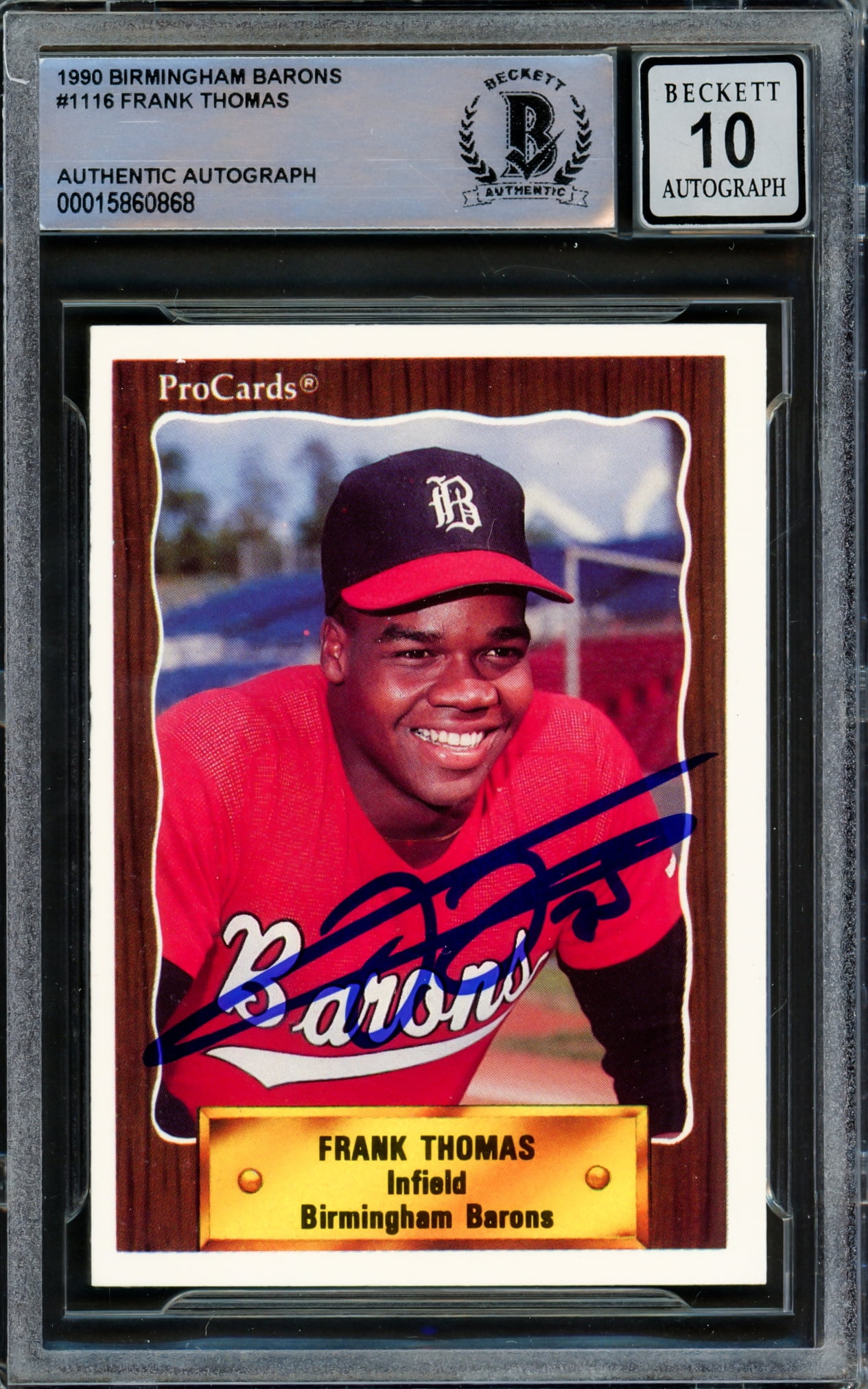 Frank Thomas Autographed 1990 ProCards Rookie Card #1116 Birmingham ...