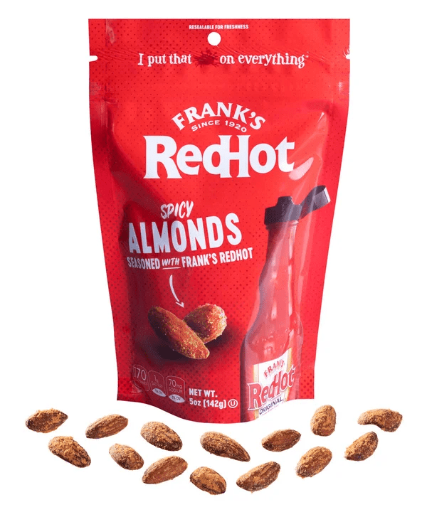 Frank's RedHot Hot Sauce Almonds. Almonds seasoned with Frank's RedHot ...