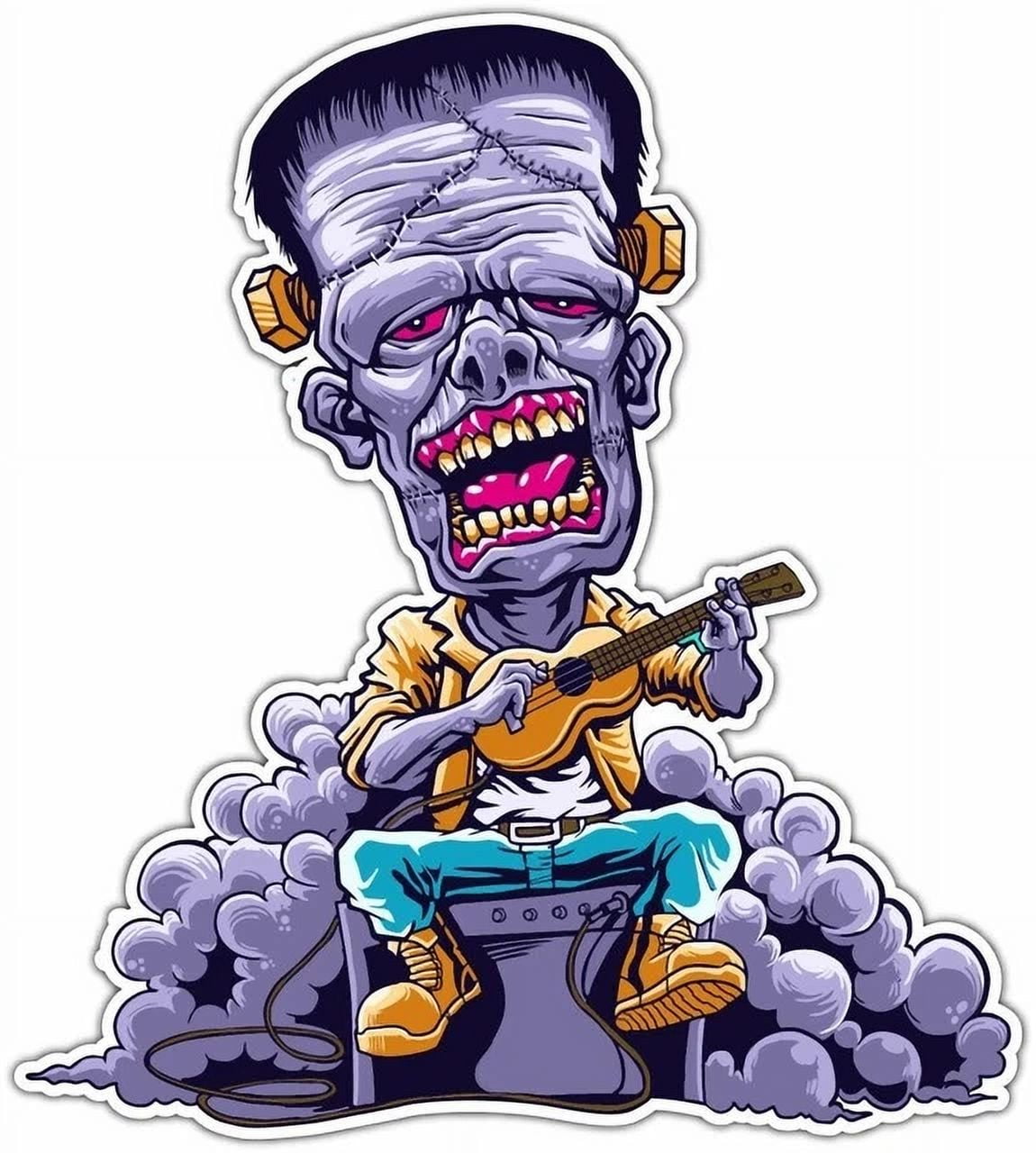 Frankenstein Zombie Playing Music Guitar Car Stickerphone Decal Water ...