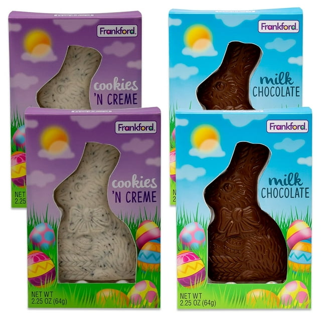Frankford Chocolate Easter Bunny Bulk 4 Pack- Contains 2 Each of Milk ...