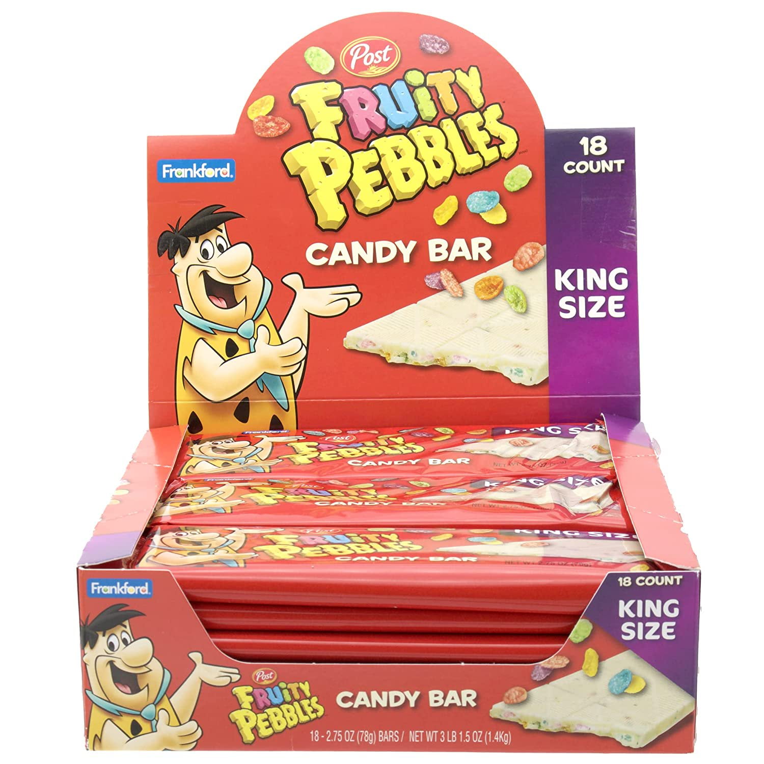 Frankford Fruity PEBBLES Candy King Size Bar, (Pack of 18) - Walmart.com