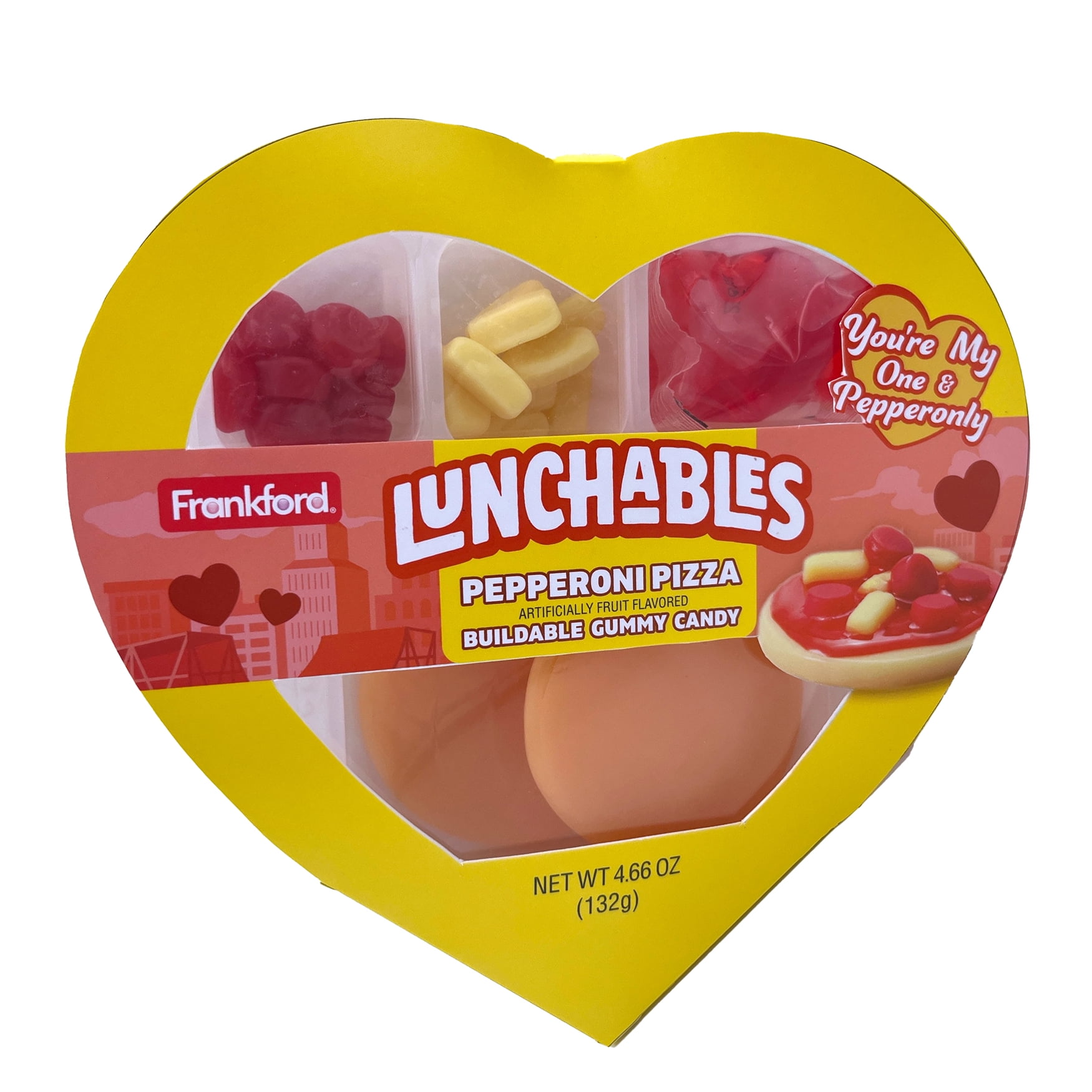 Frankford Lunchables Gummy Candy Pepperoni Pizza Kit Heart Shaped Box ...
