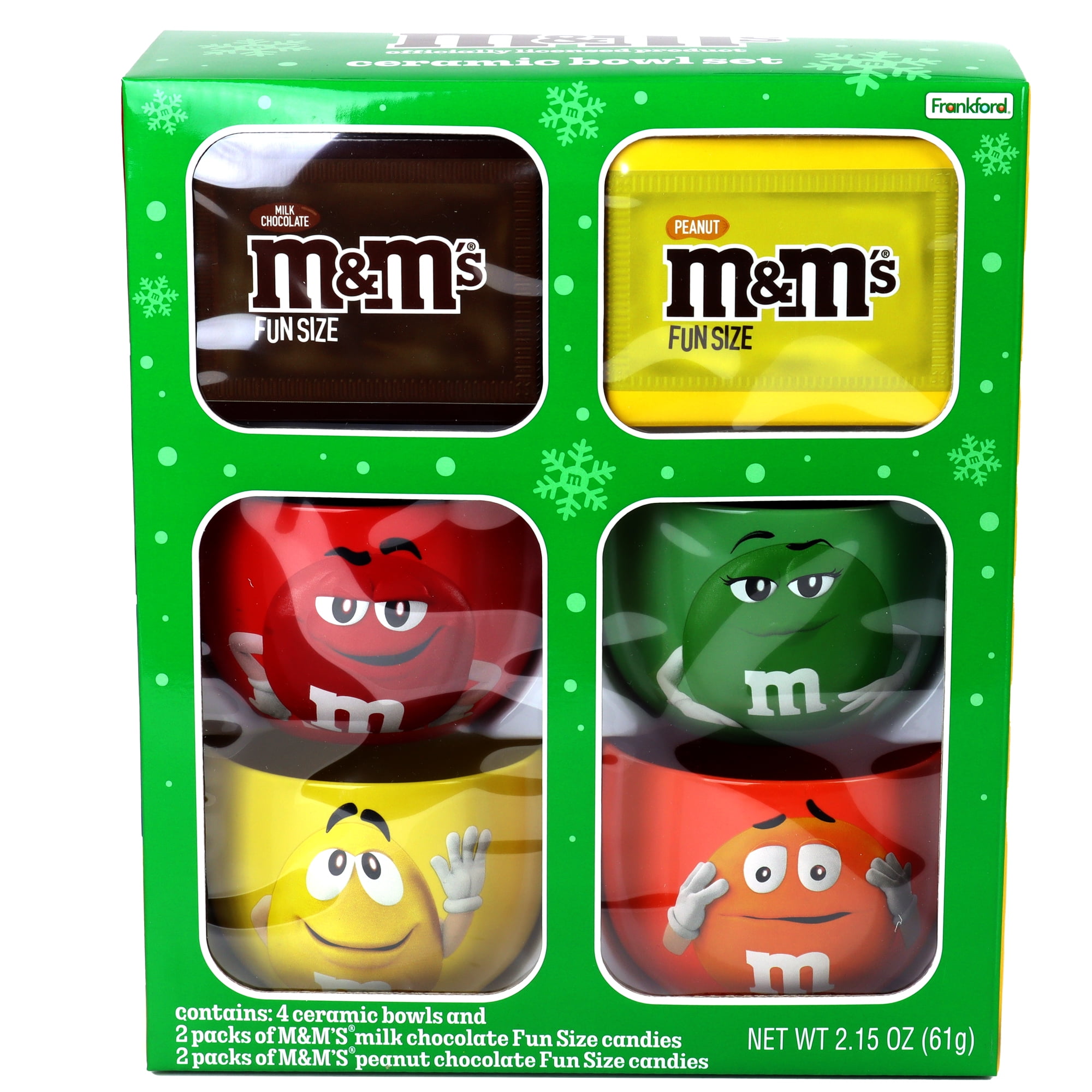 Frankford M&M's Holiday Ice Cream Bowl Gift Set, Seasonal Christmas ...