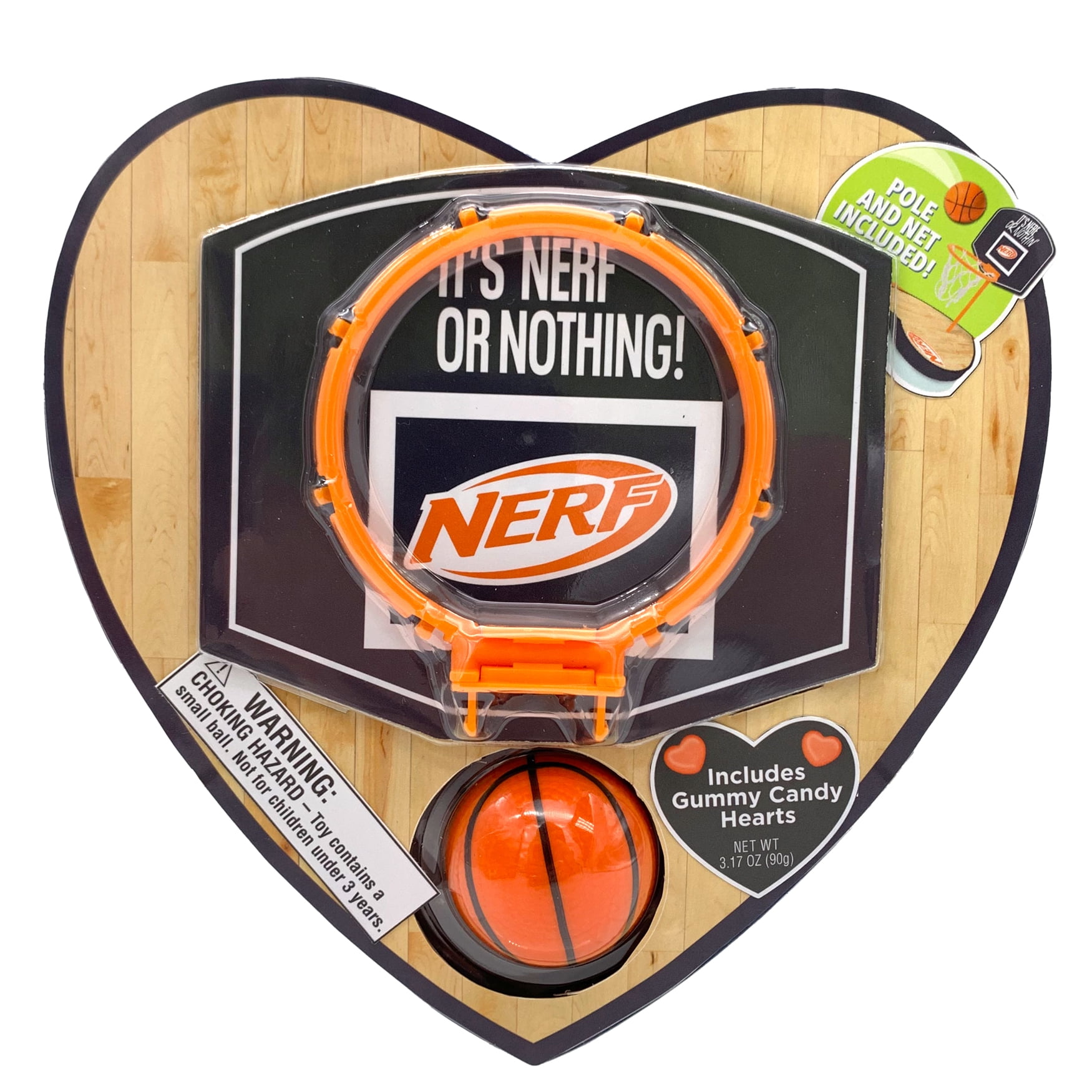 Frankford Nerf Valentine's Day Basketball Heart Box with Gummy Candy ...
