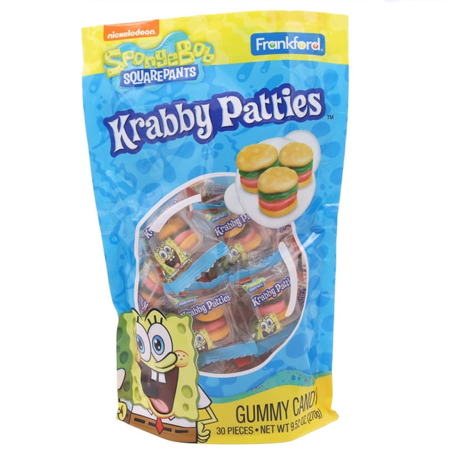 30 Count Frankford Nickelodeon Spongebob Krabby Patties Original Gummy Candy Snack