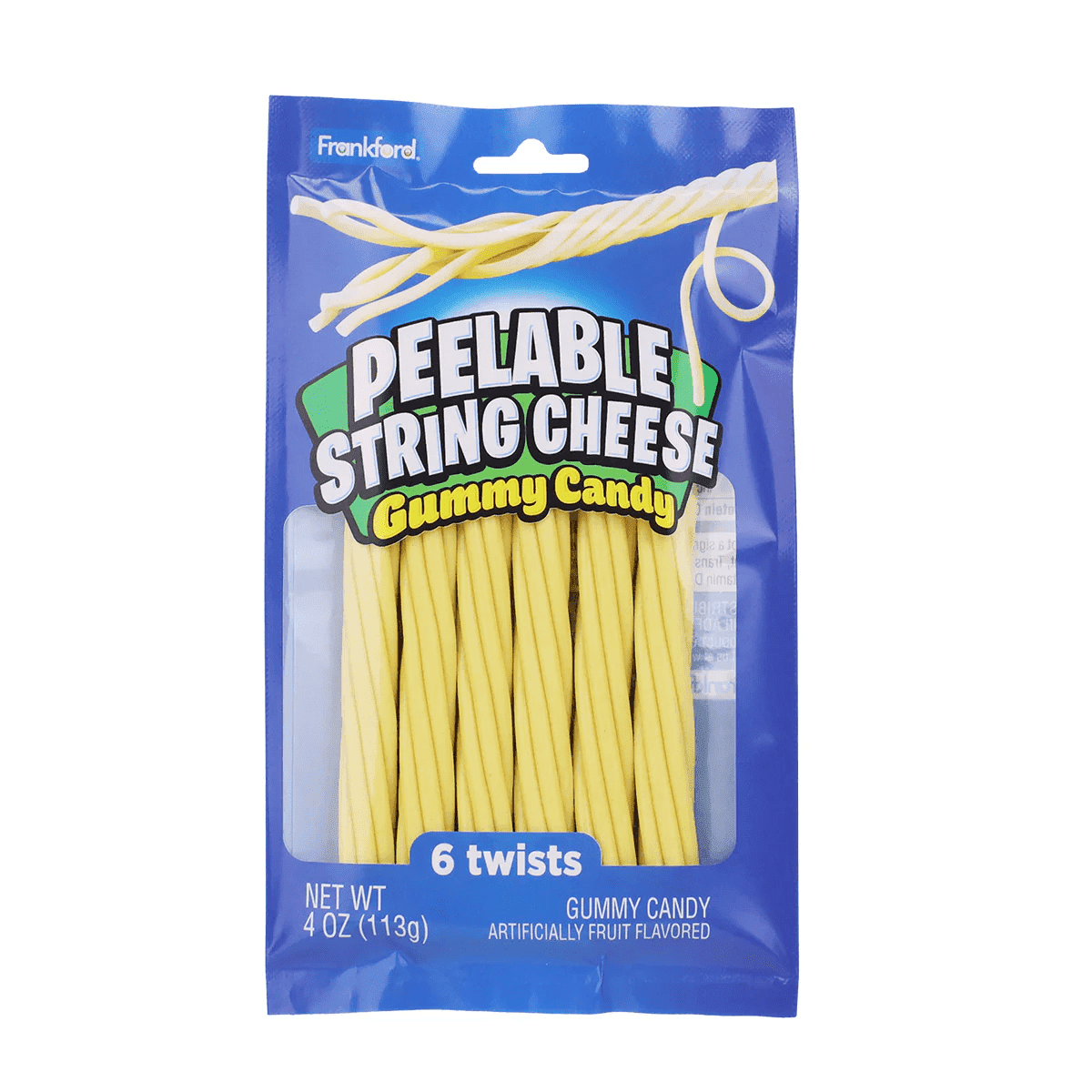 Frankford Peelable String Cheese Gummy Candy, Fruit Flavored, 6ct - 4oz ...