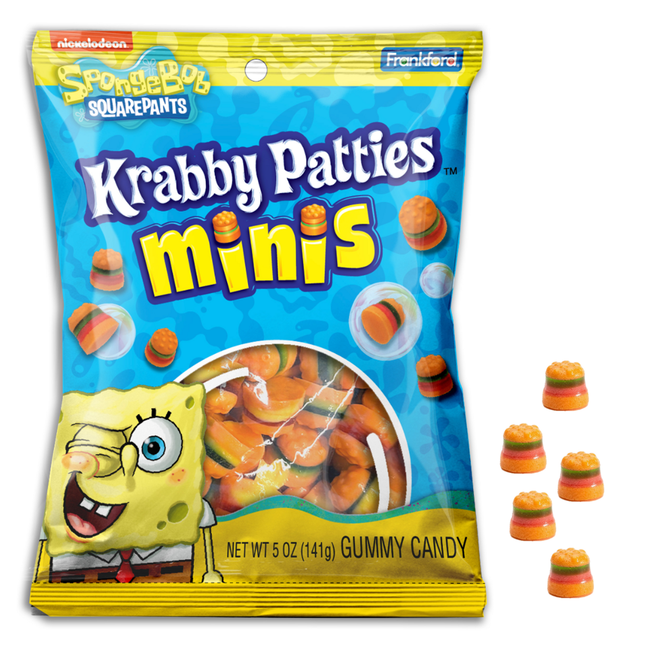 Frankford SpongeBob Krabby Patty Minis Gummies, Chewy Fruity Candy, 5oz ...