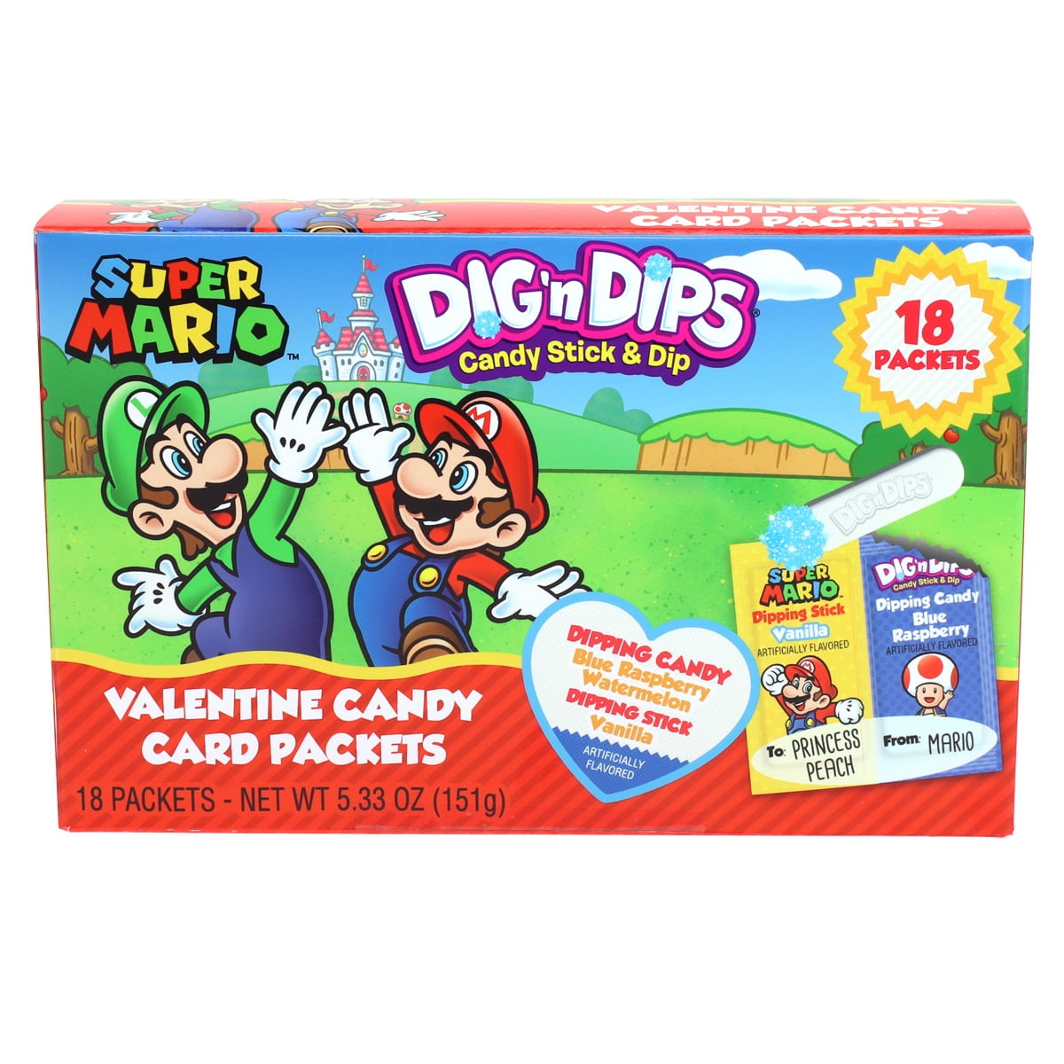 Frankford Super Mario Valentine's Day Kids Fruit Flavored Dig N Dips ...