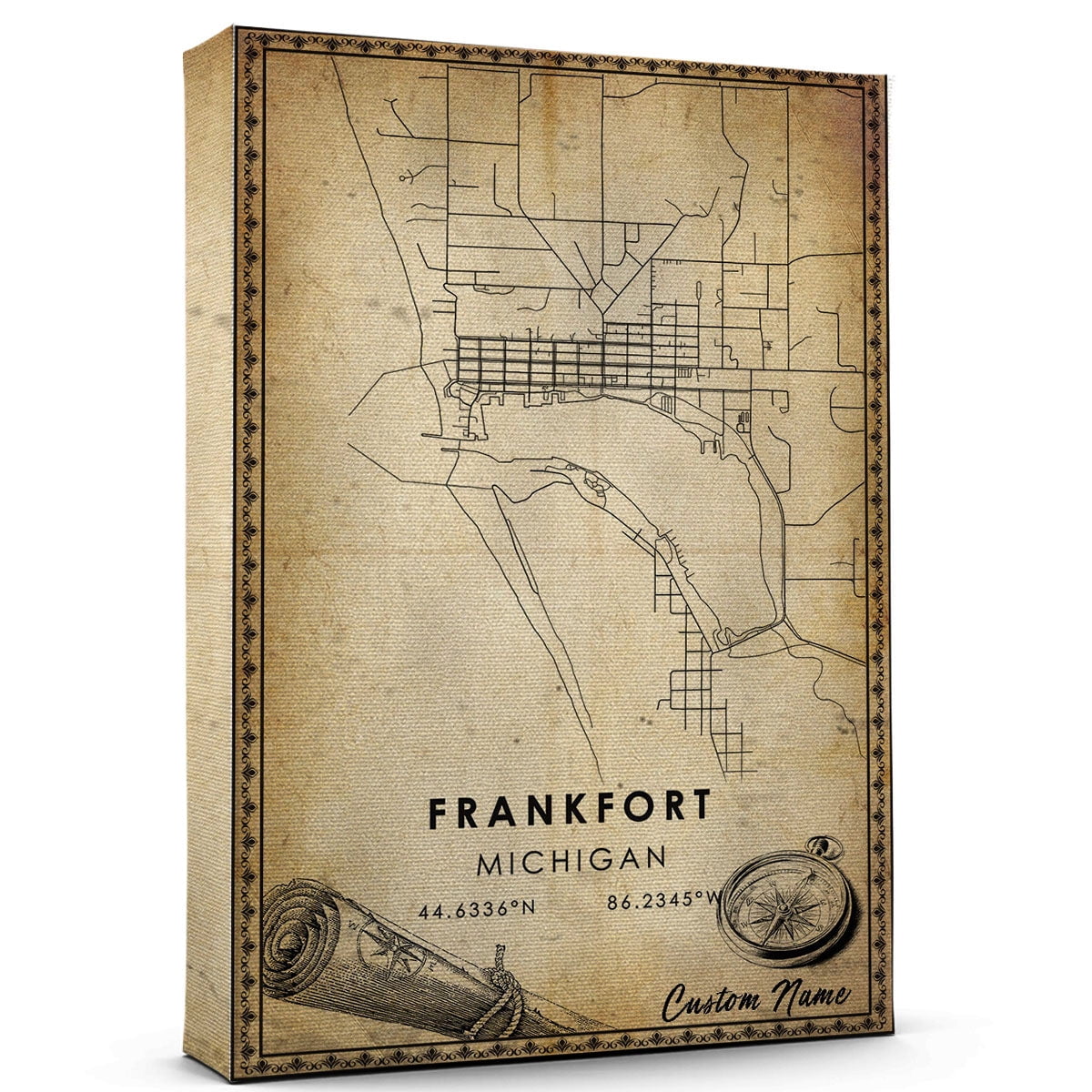 Frankfort Map Poster, Michigan Map Art Poster, Canvas, Frankfort Map ...