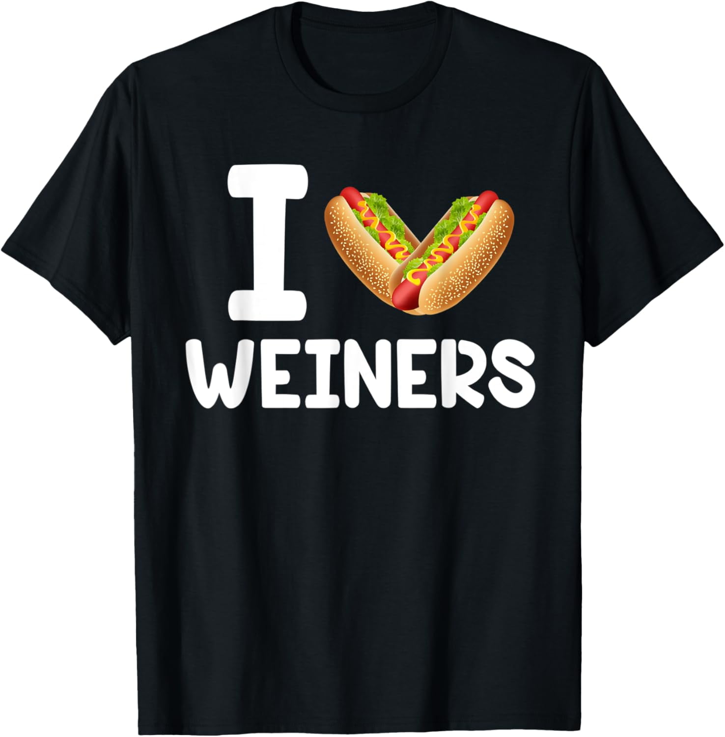 Frankfurter Wiener Frank Sausage Bun I love Weiners Hotdogs T-Shirt ...
