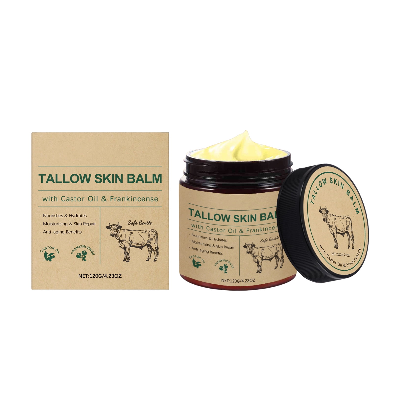 Frankincense-Infused Tallow Moisturizer, Grass-Fed Beef Balm with ...