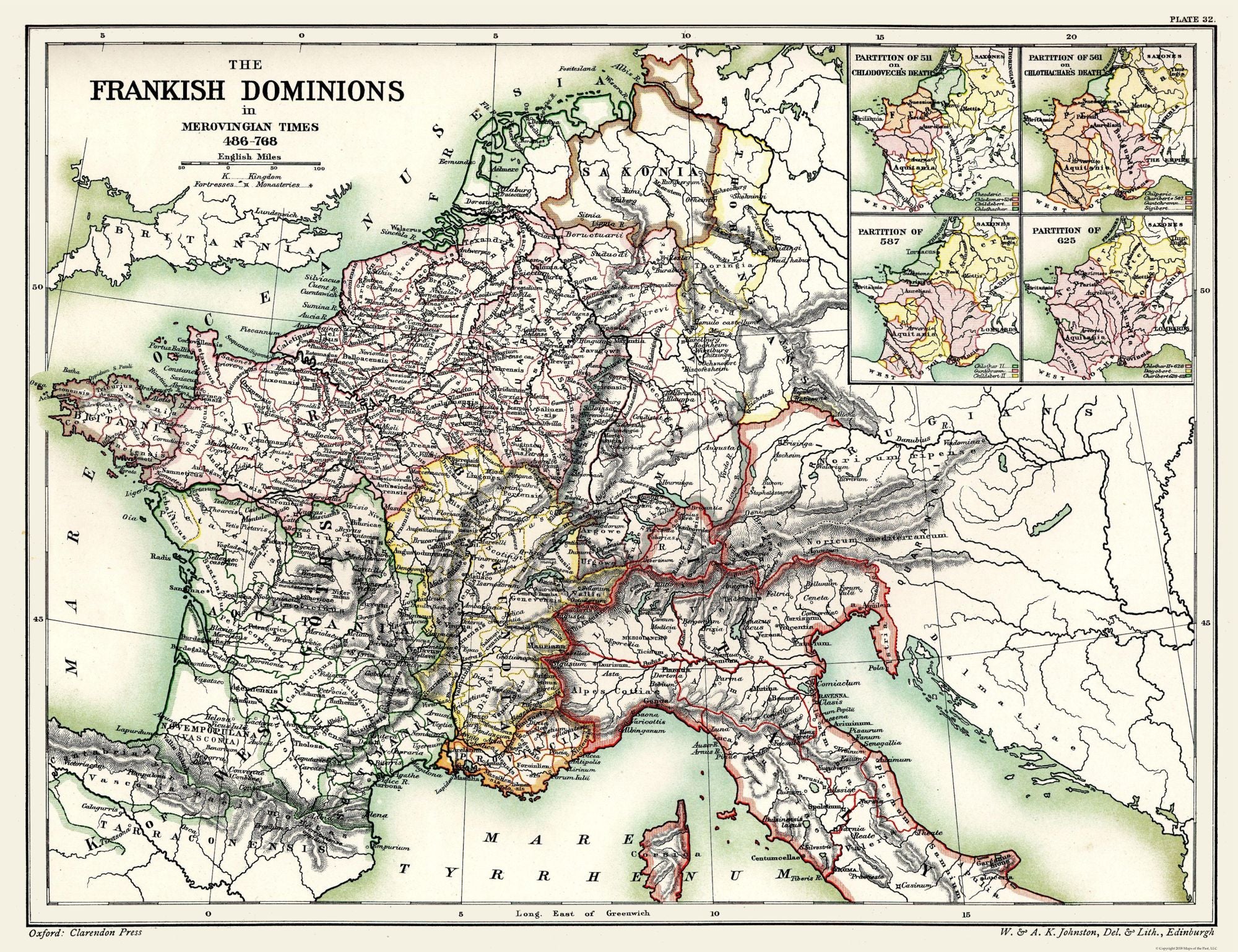 Historic Map - Frankish Dominions Merovingian 486-768 - Poole 1902 - 29 ...