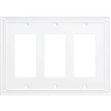 Franklin Brass Classic Beaded Triple Decorator Wall Plate in Pure White ...