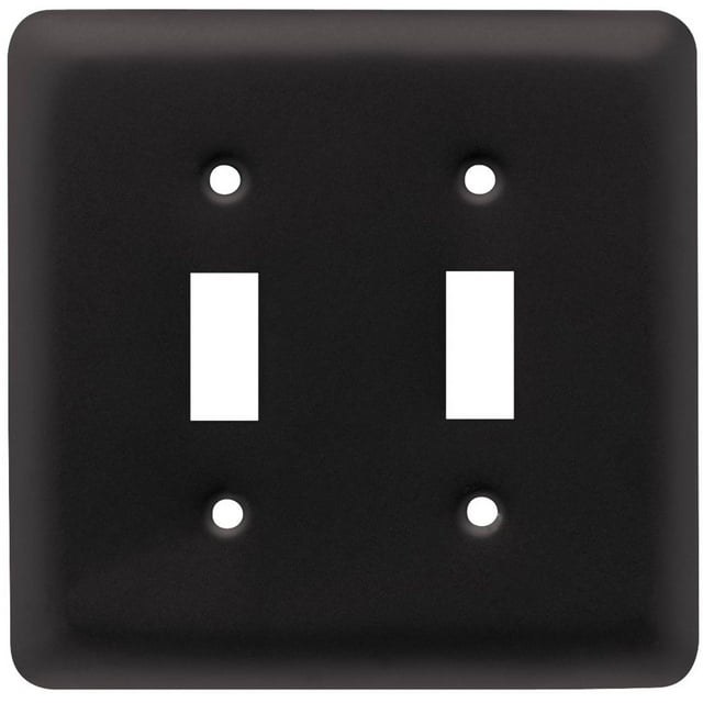 Franklin Brass Stamped Round Double Switch Wall Plate in Flat Black ...