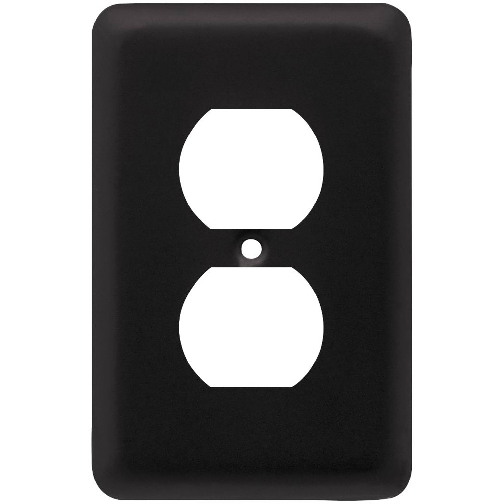 Franklin Brass Stamped Round Single Duplex Wall Plate in Flat Black ...