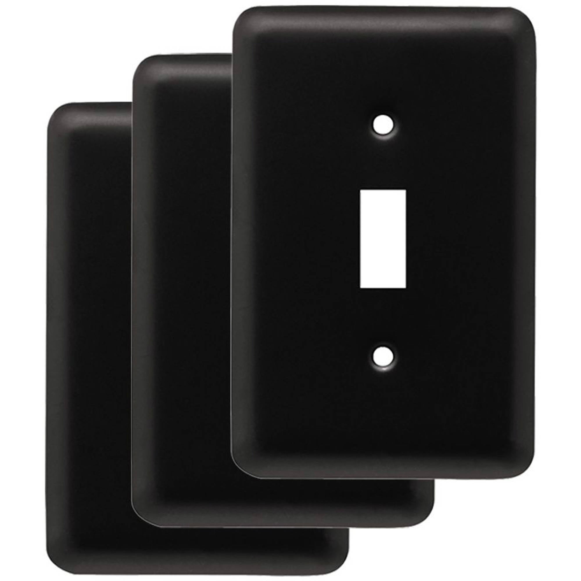 Franklin Brass Stamped Round Single Switch Wall Plate in Flat Black, 3 ...