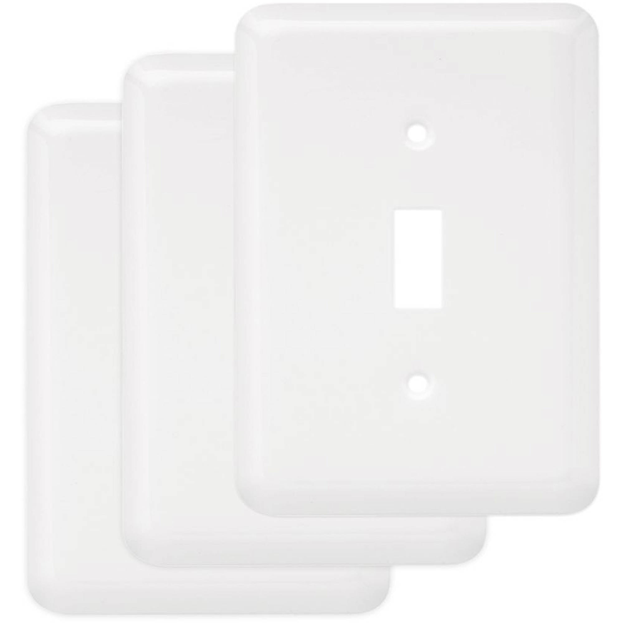 Franklin Brass Stamped Round Single Switch Wall Plate in White, 3-Pack ...