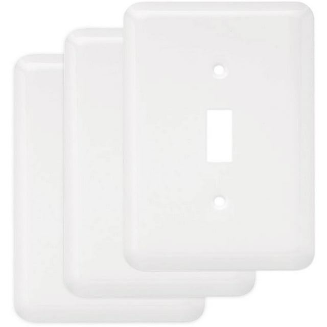 Franklin Brass Stamped Round Single Switch Wall Plate in White, 3-Pack ...