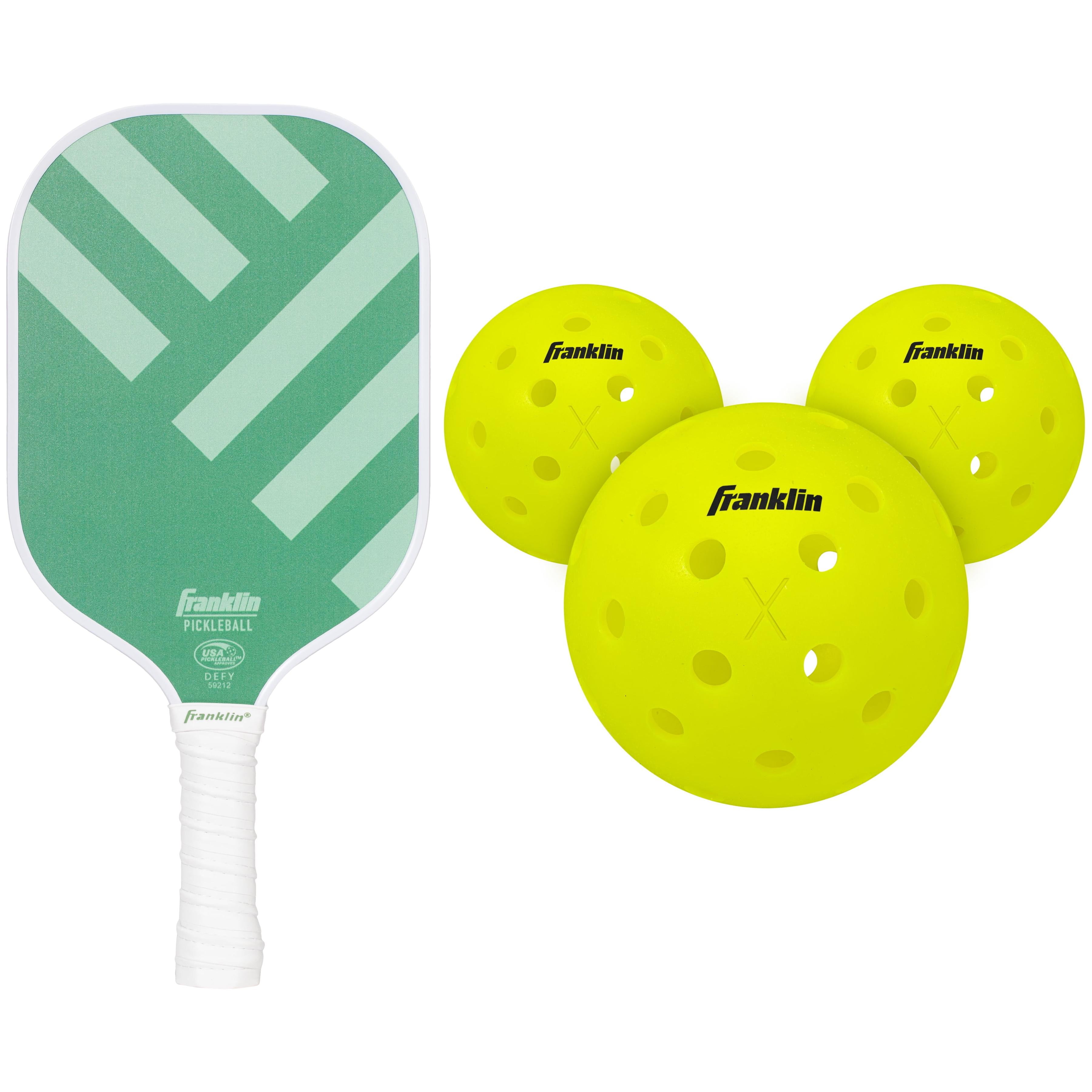 Franklin DEFY Green Pickleball Paddle and 3pk X-40 Outdoor Pickleballs ...