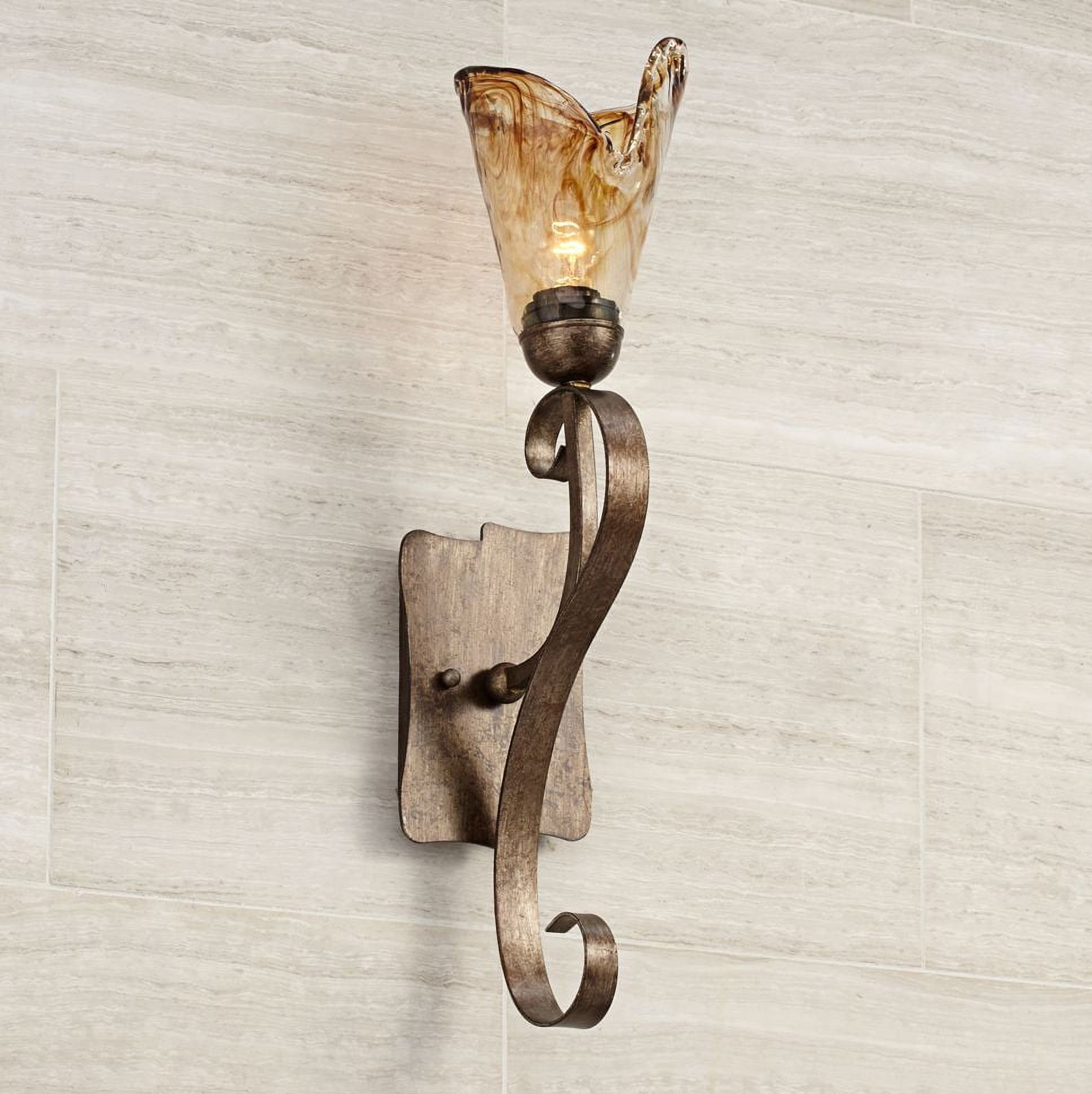 Franklin Iron Works Amber Scroll Rustic Wall Light Sconce Bronze 5 1/2 ...