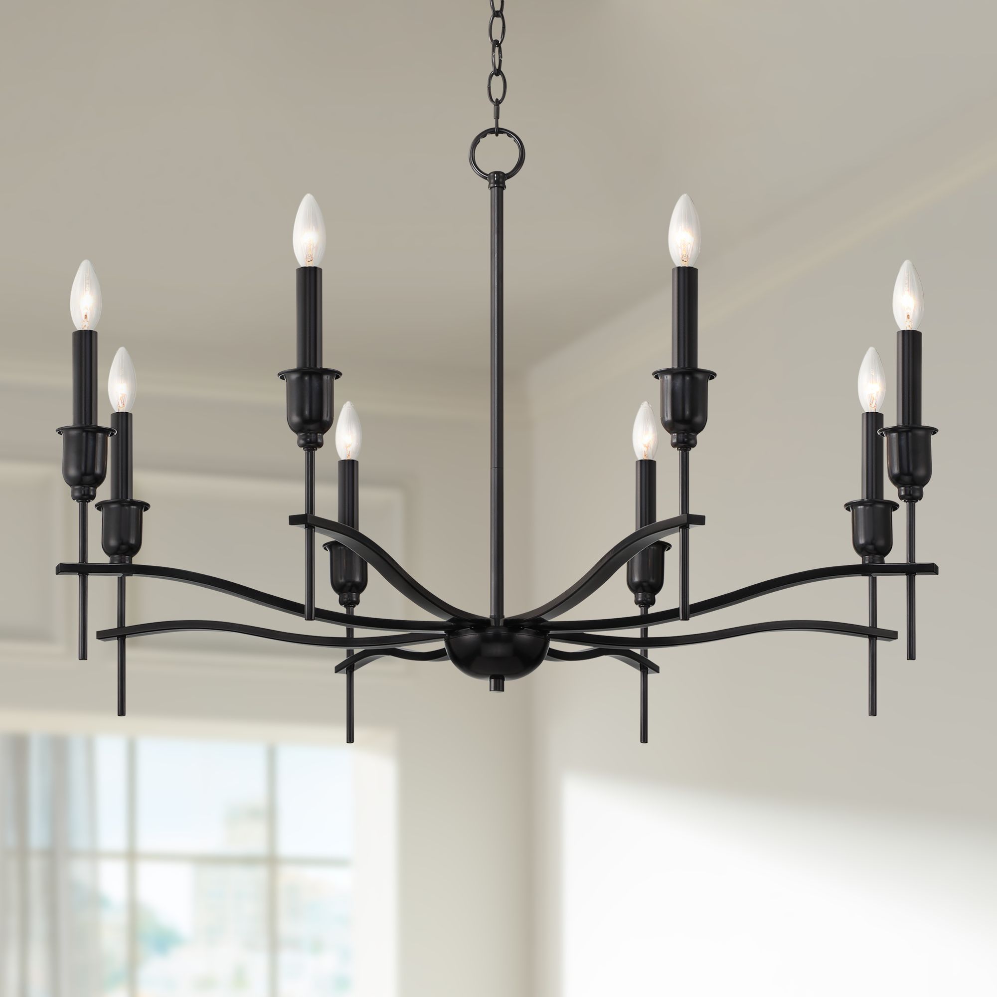Franklin Iron Works Austin Semi Gloss Black Chandelier 36" Wide Modern ...