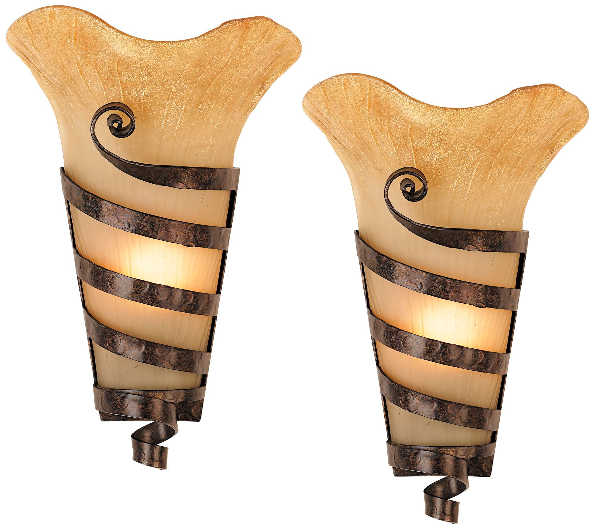 Franklin Iron Works Solara Farmhouse Rustic Wall Light Sconces Set of 2 ...