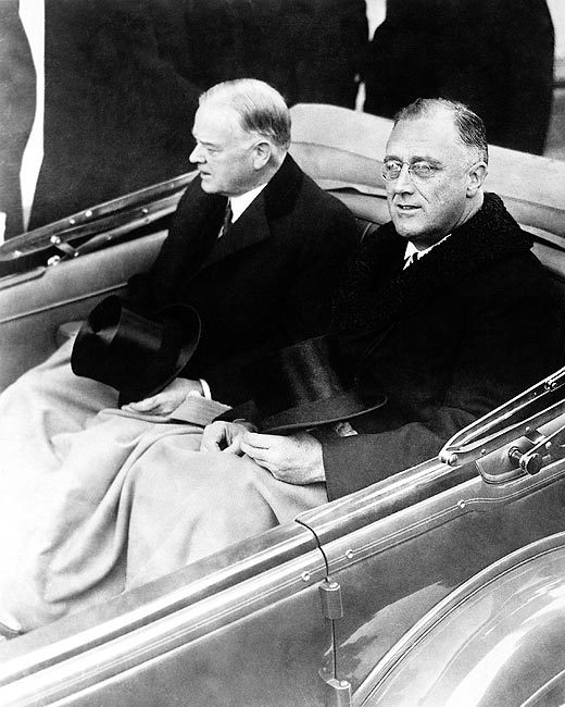 Franklin Roosevelt & Herbert Hoover in Car - Style A - 20x30 Inch ...