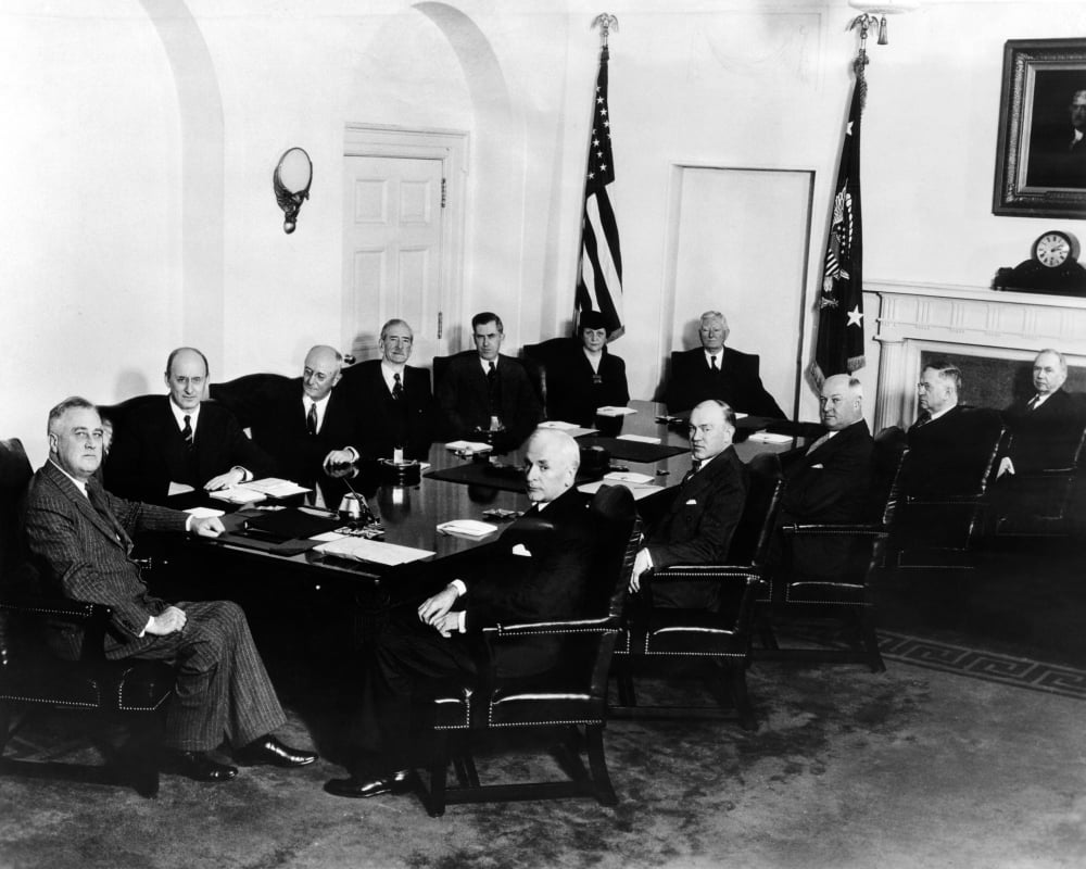 Franklin Roosevelt'S Second Term Cabinet. At Head Of Table Is Fdr. L-R ...