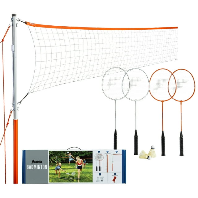 Franklin Sports Portable Badminton Set - 4 Steel Rackets, 2 Birdies ...