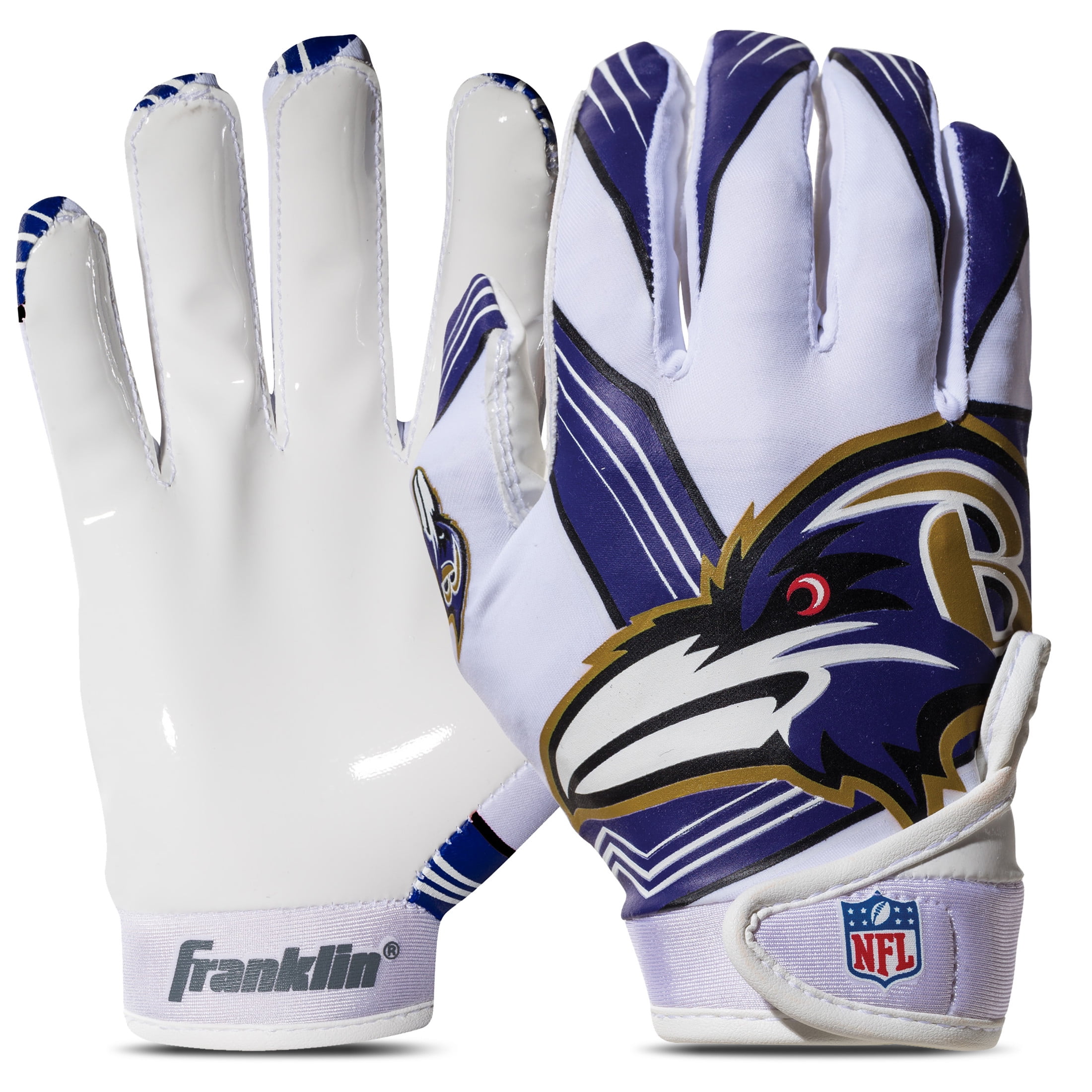 Franklin Sports Baltimore Ravens Youth NFL Football Receiver Gloves - Official NFL Team Logos ...