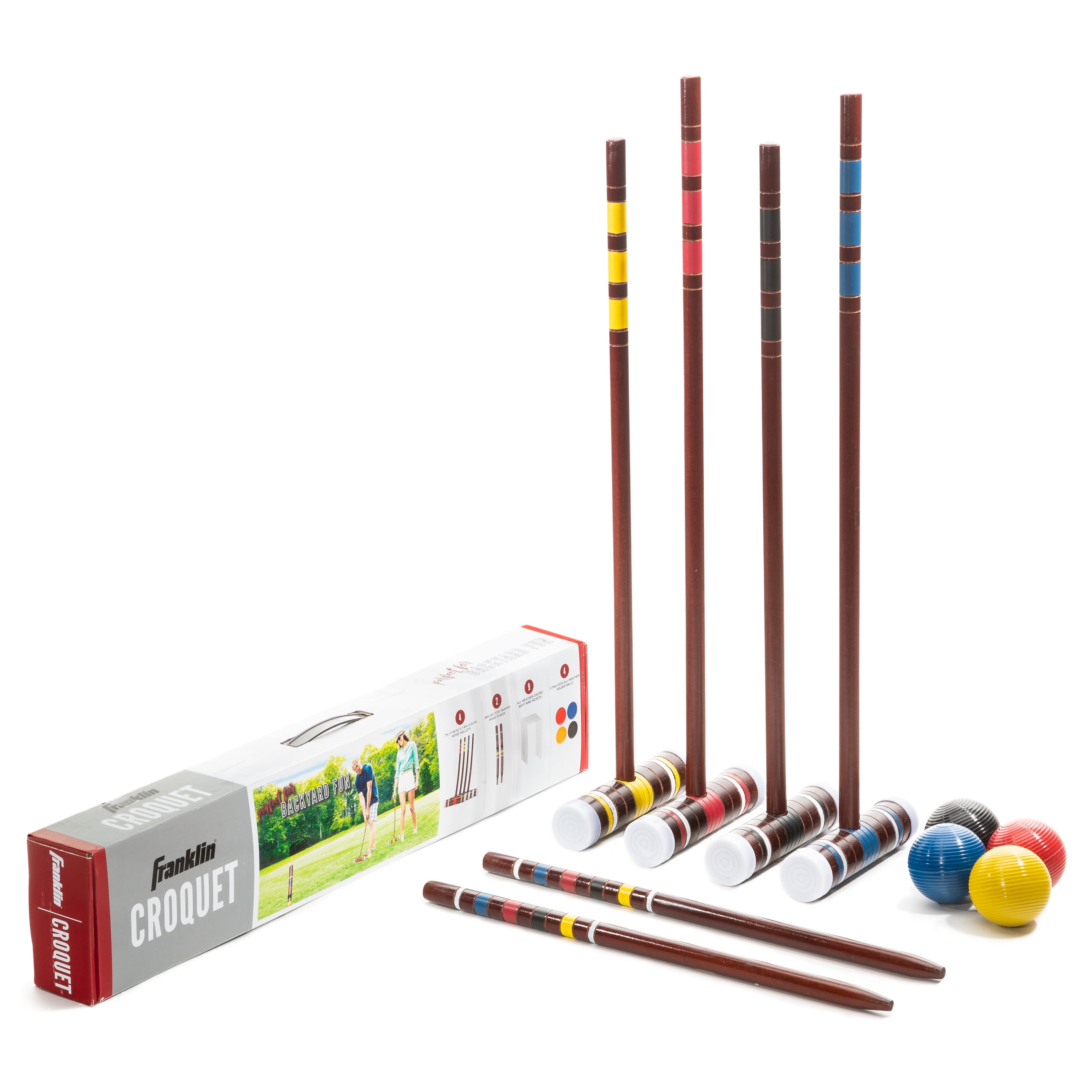 Franklin Sports Croquet Set - Includes 4 Croquet Wood Mallets, 4 All ...