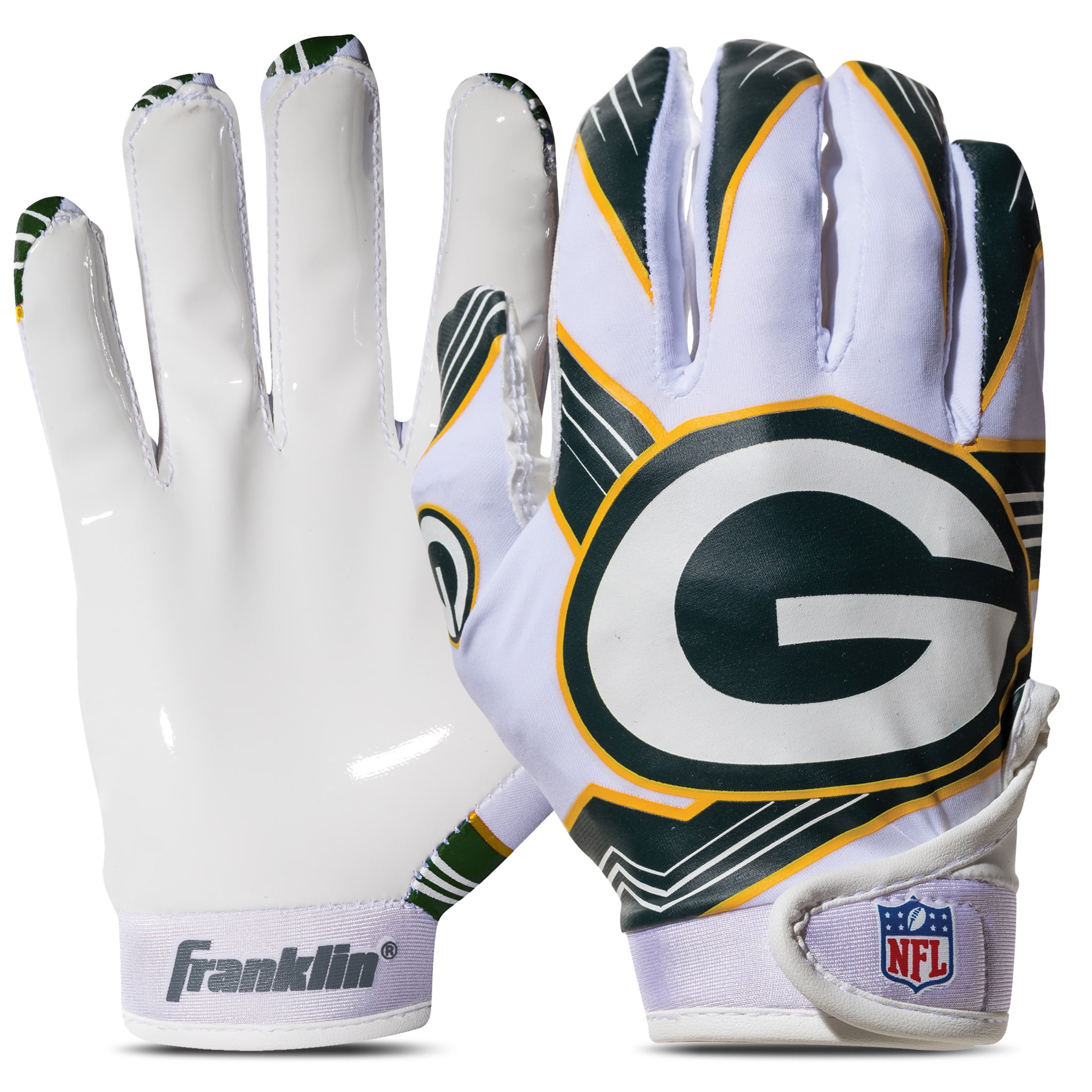 Franklin Sports Green Bay Packers Youth NFL Football Receiver Gloves - Official NFL Team Logos ...