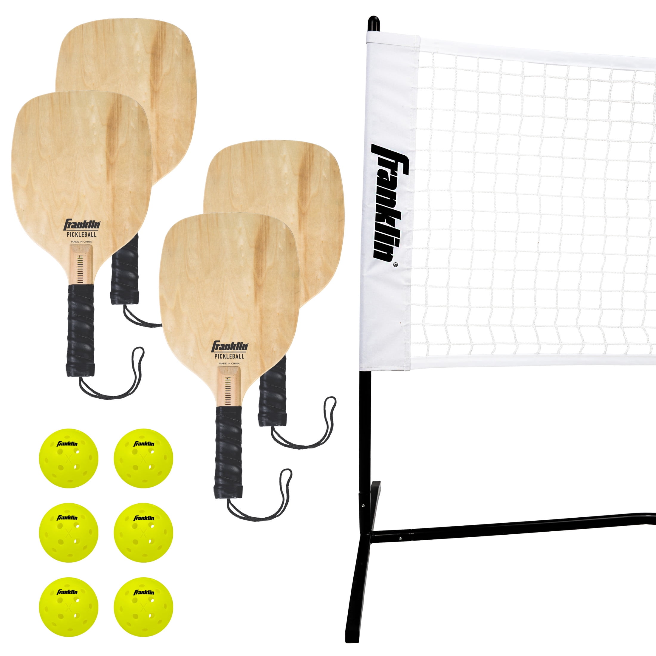 Franklin Sports Half-Court Pickleball Net Set - 4 Paddles + 6 X-40 ...