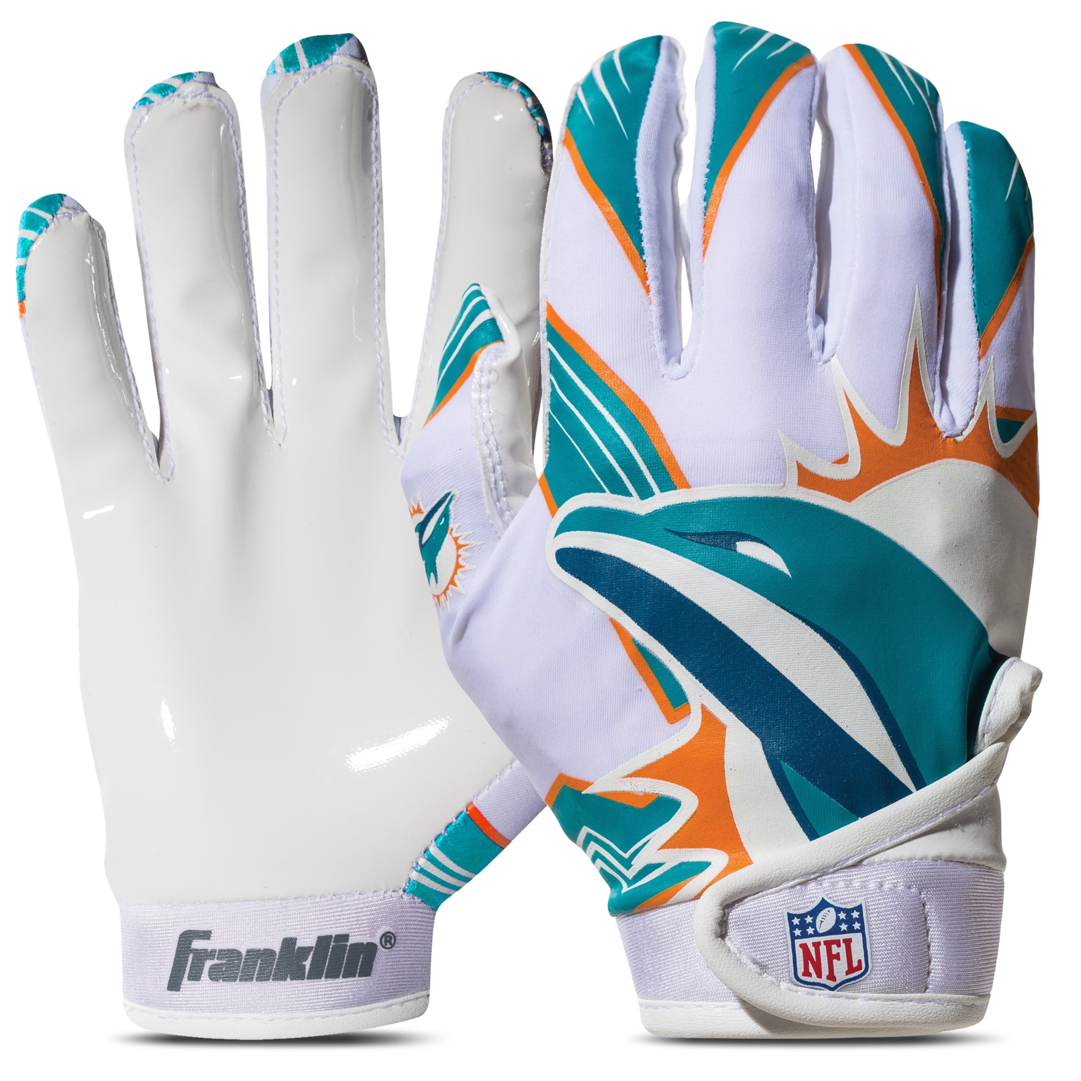 Franklin Sports Miami Dolphins Youth NFL Football Receiver Gloves ...