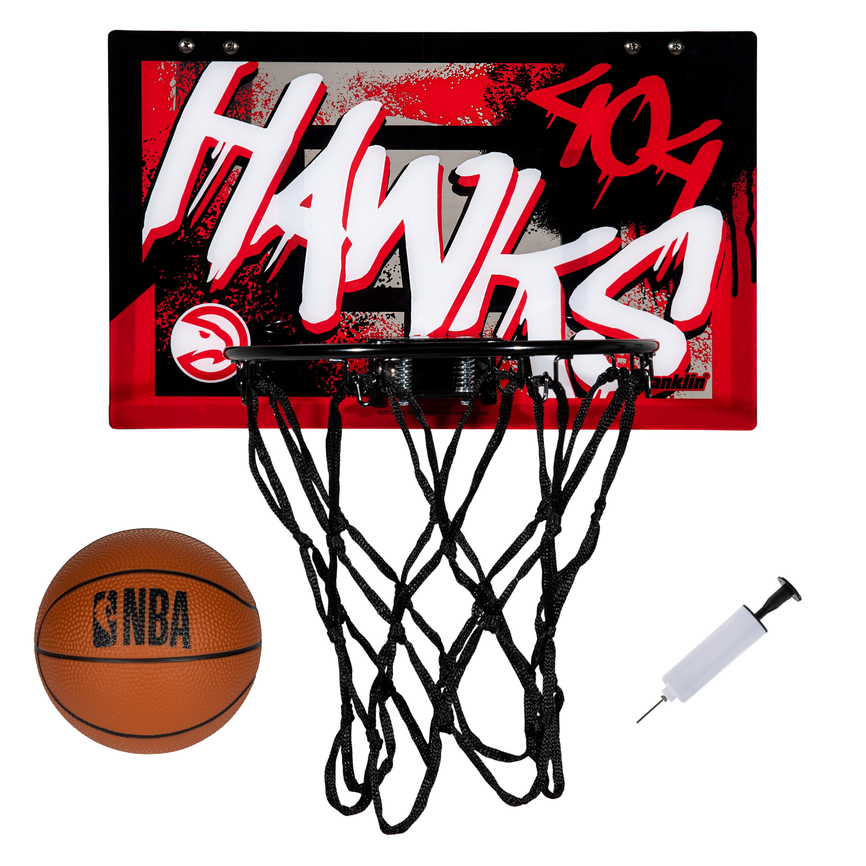 Franklin Sports NBA Atlanta Hawks Over the Door Basketball Hoop - Kids ...