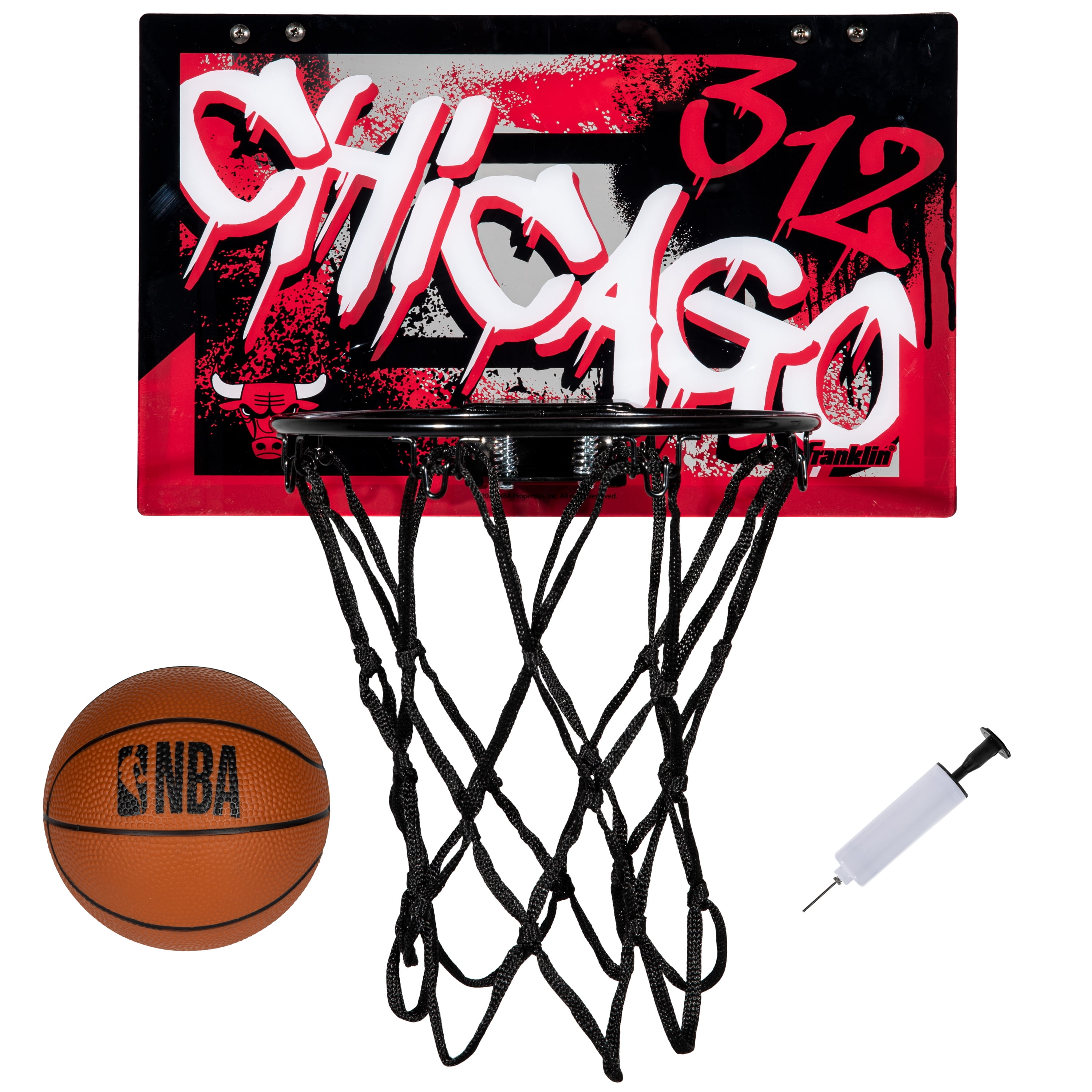 Franklin Sports NBA Chicago Bulls Over the Door Basketball Hoop - Kids ...