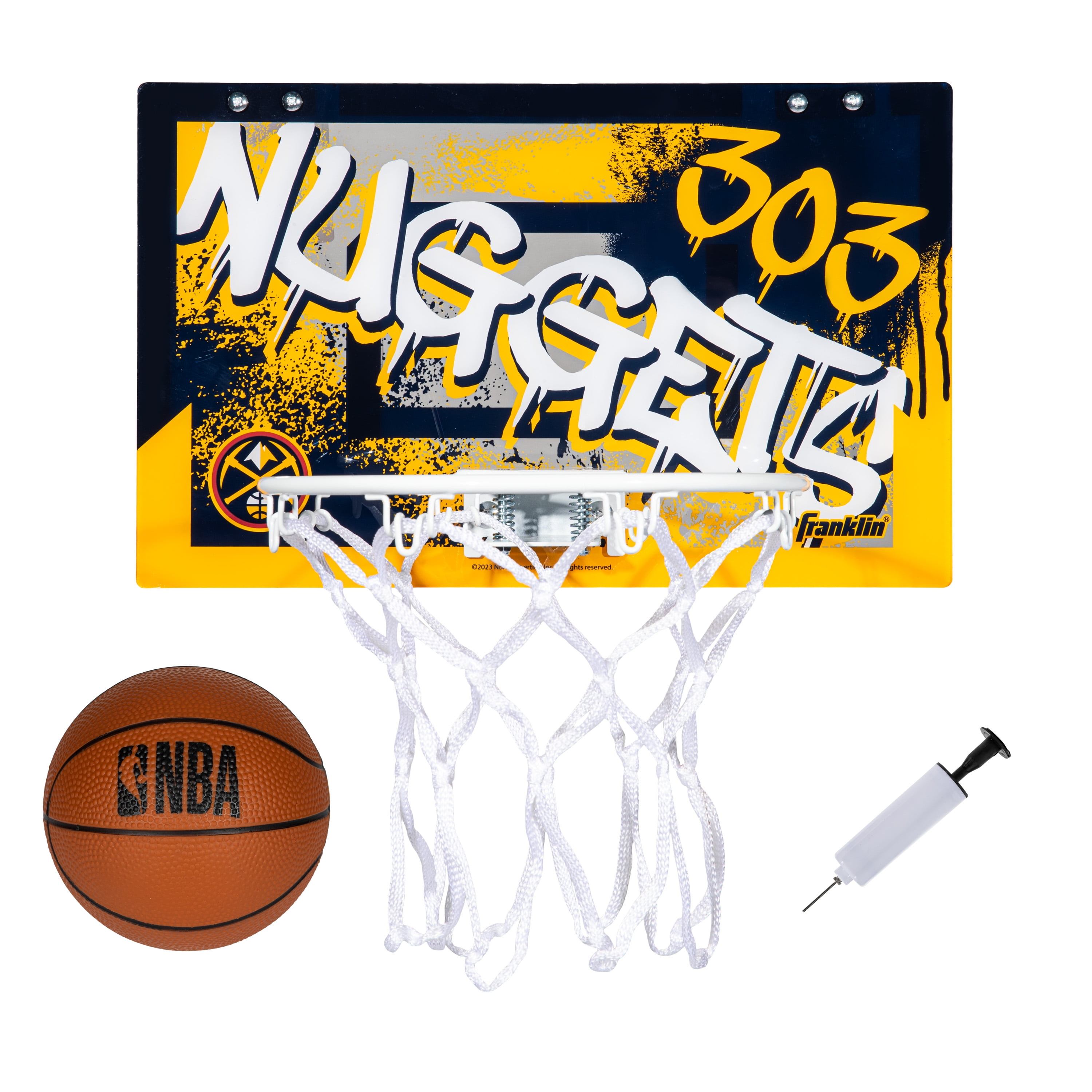 Franklin Sports NBA Denver Nuggets Over the Door Basketball Hoop - Kids ...