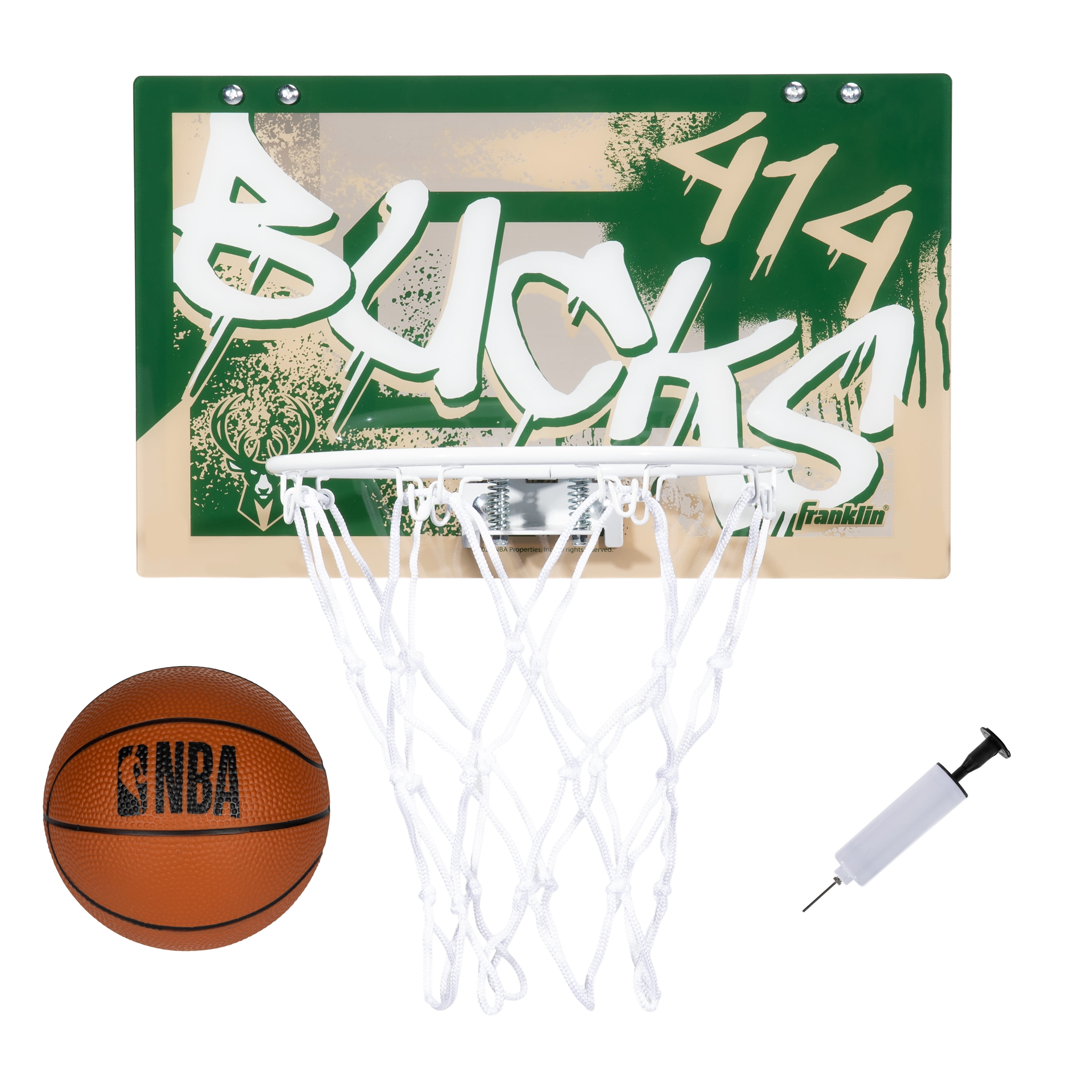 Franklin Sports NBA Milwaukee Bucks Over the Door Basketball Hoop ...