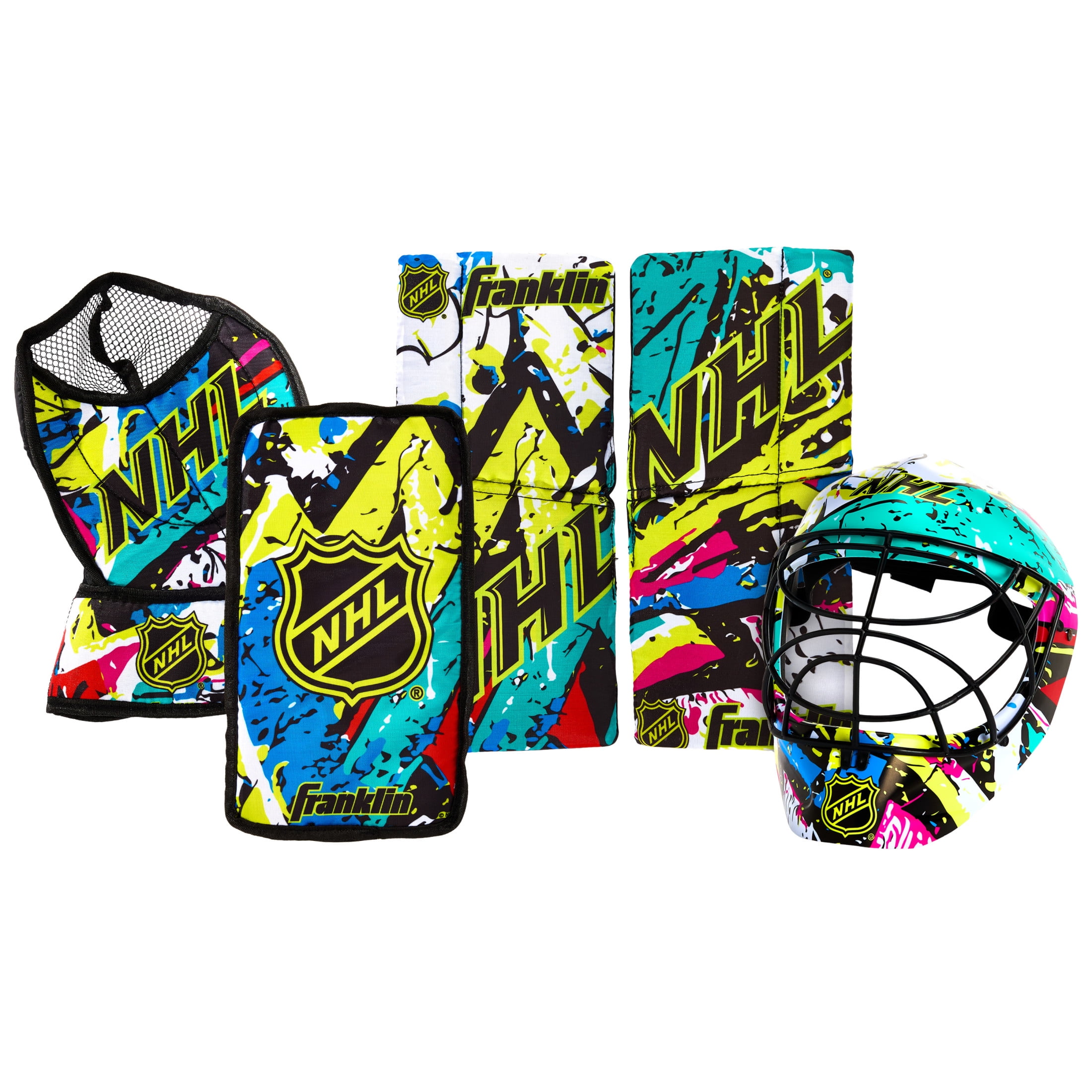 Franklin Sports NHL Youth Knee Hockey Goalie Pads + Helmet Set - Kids ...