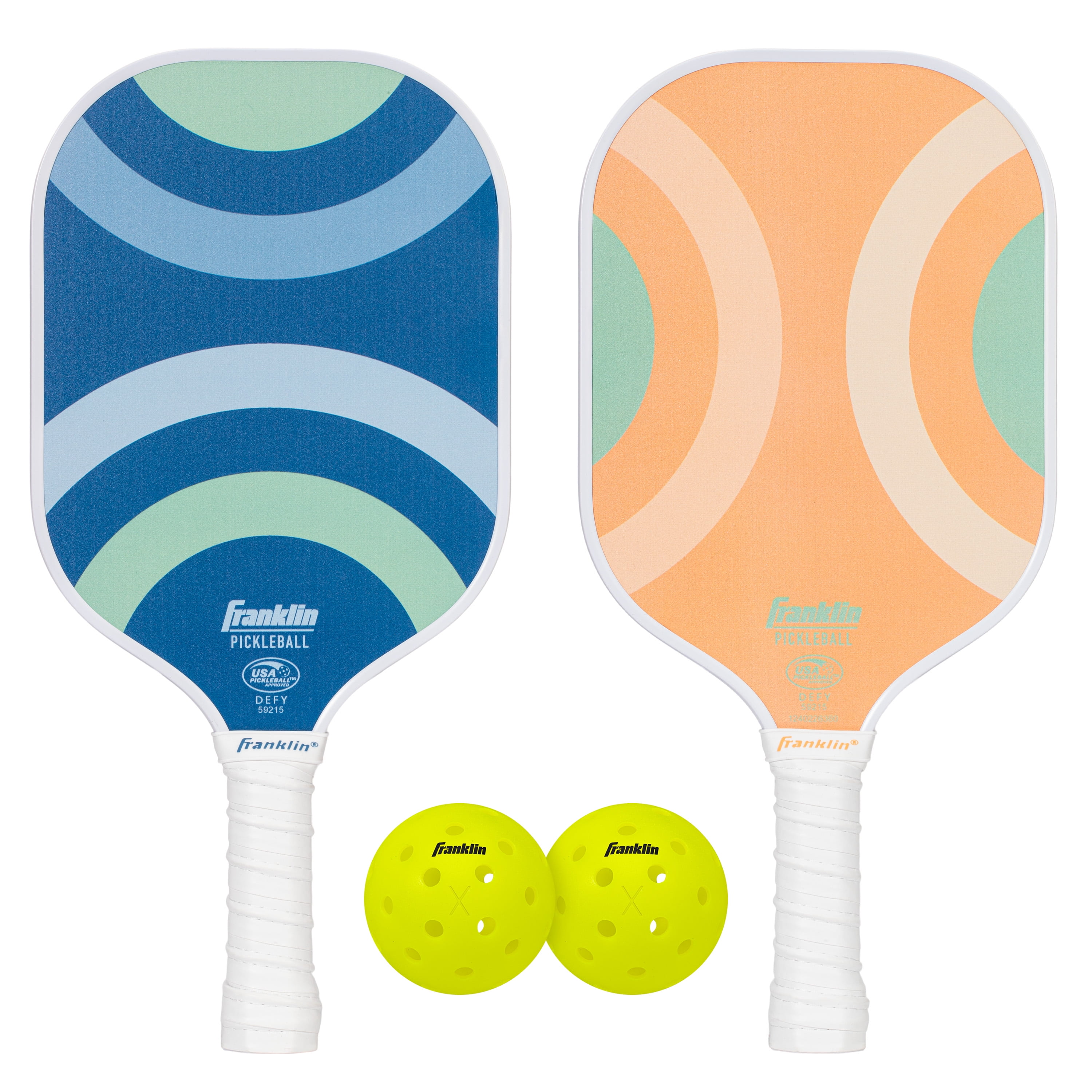 Franklin Sports Polymer Paddle and Ball Set - (2) Fiberglass Pickleball ...