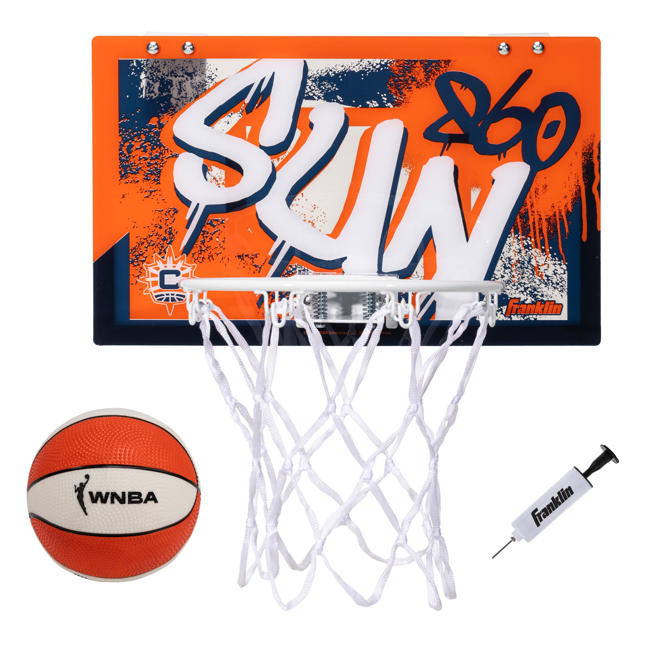 Franklin Sports WNBA Connecticut Sun Over the Door Basketball Hoop ...