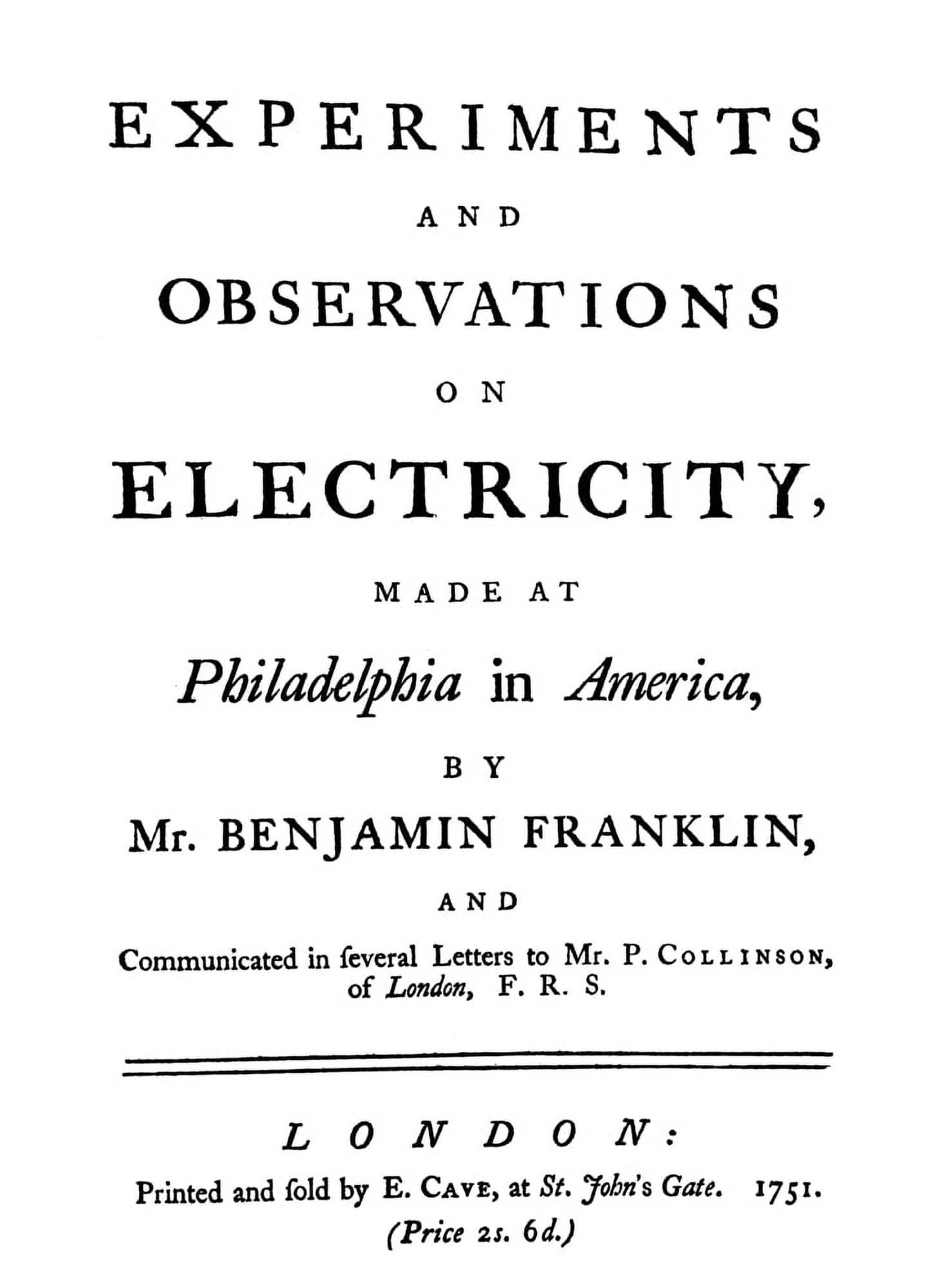 Franklin Title-Page. Ntitle-Page Of The First Edition Of Part One Of ...