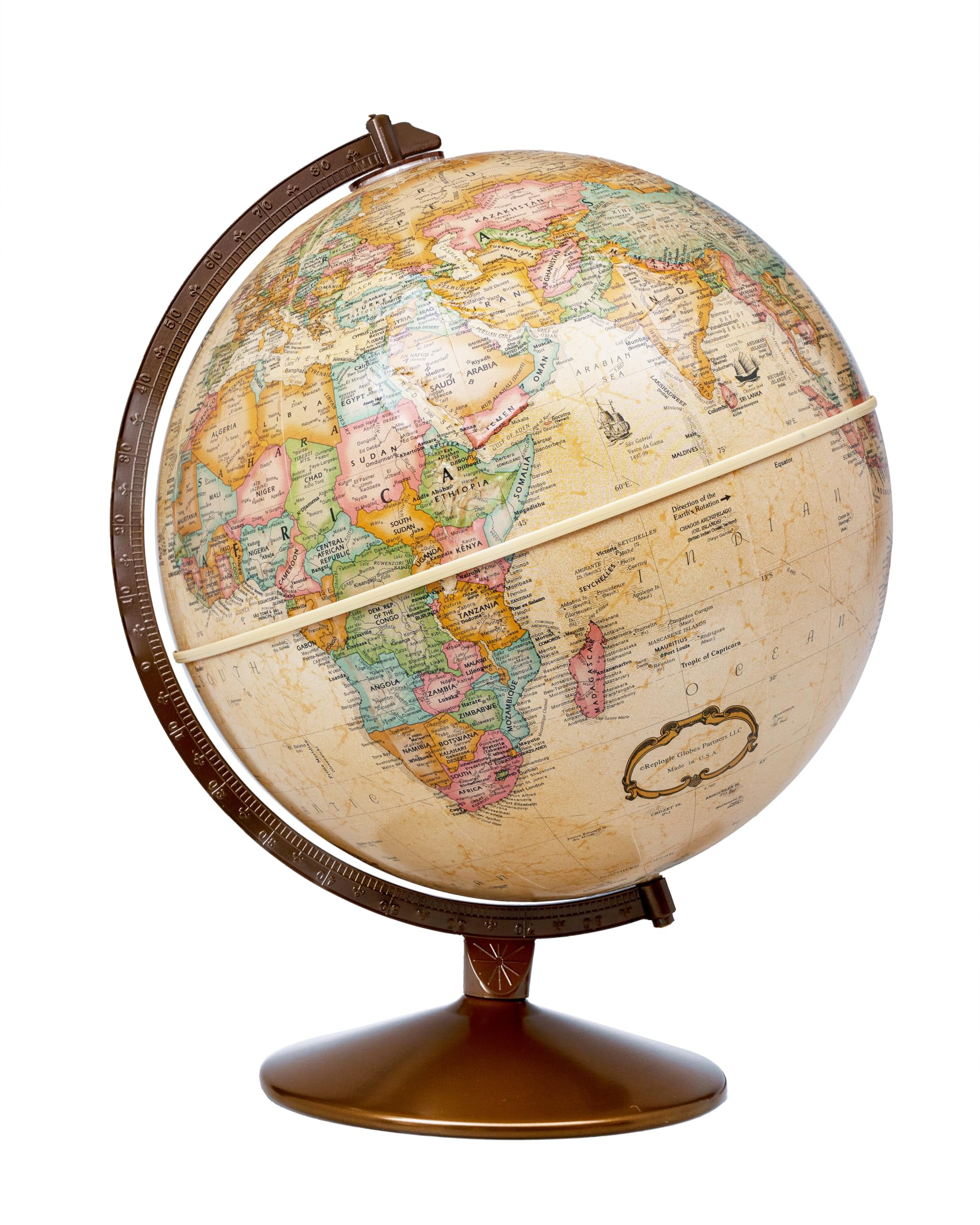 Franklin World Globe 12 Inch Antique Ocean with Raised Relief 3D ...