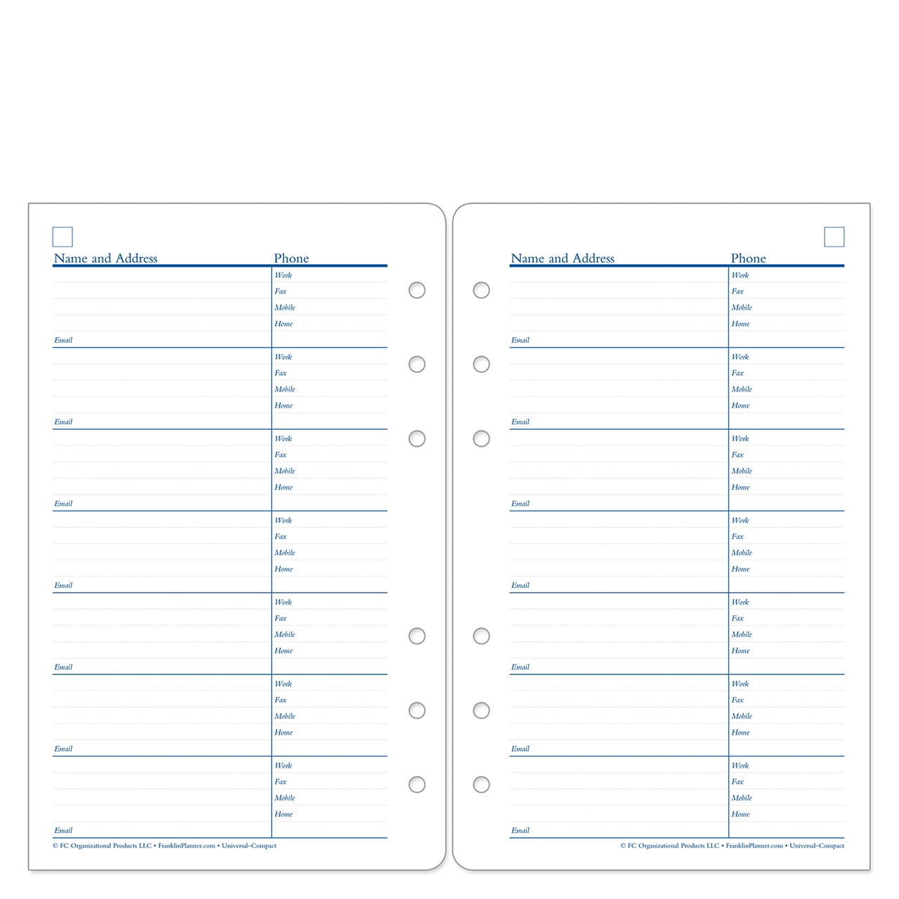 FranklinCovey Compact Size Address-Phone Pages, Ring-Bound Refills, 4. ...