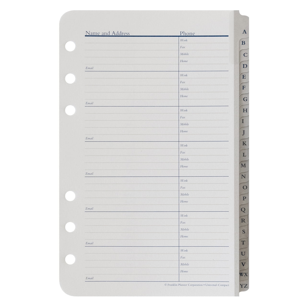 FranklinCovey Address-Phone Tabs (Compact Size) - Walmart Business Supplies